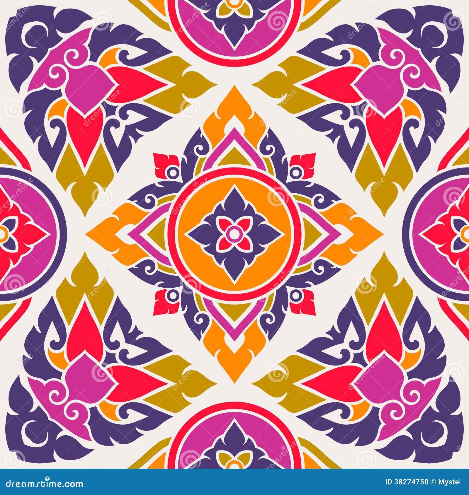 Vector Oriental Seamless Background Thai Style Stock Vector ...