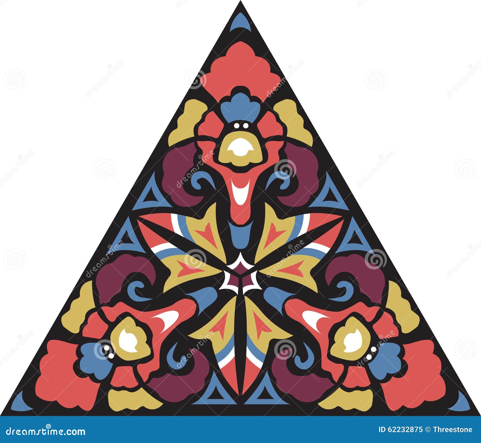Vector Oriental Traditional Flower Triangular Pattern Stock Vector ...