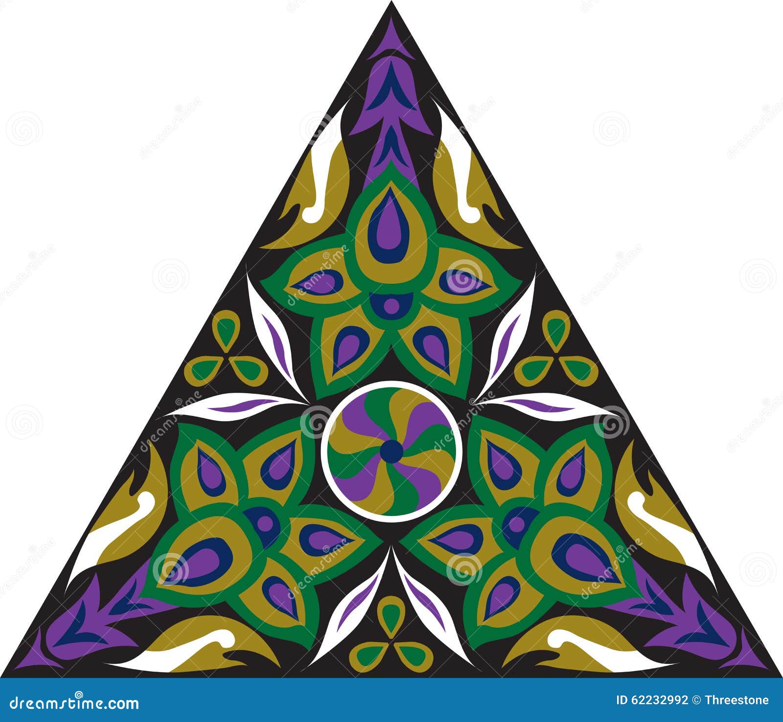 Vector Oriental Traditional Flower Triangular Pattern Stock Vector ...