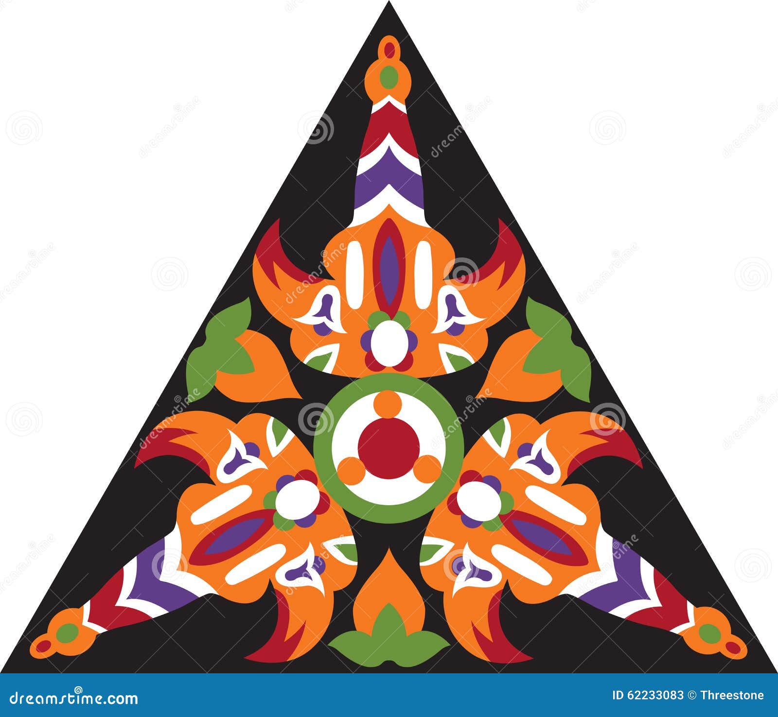 Vector Oriental Traditional Flower Triangular Pattern Stock Vector ...