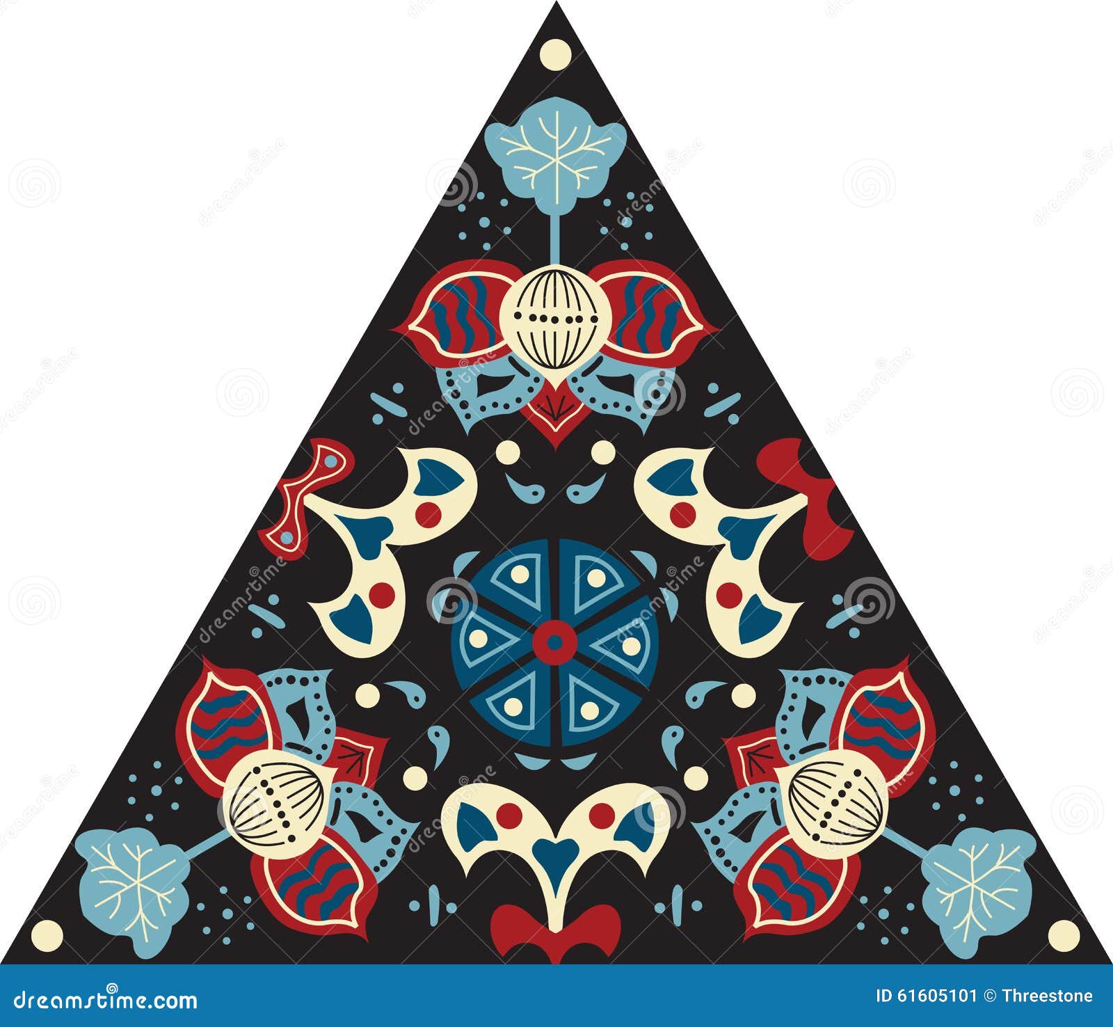 Vector Oriental Traditional Lotus Flower Triangular Pattern Stock ...