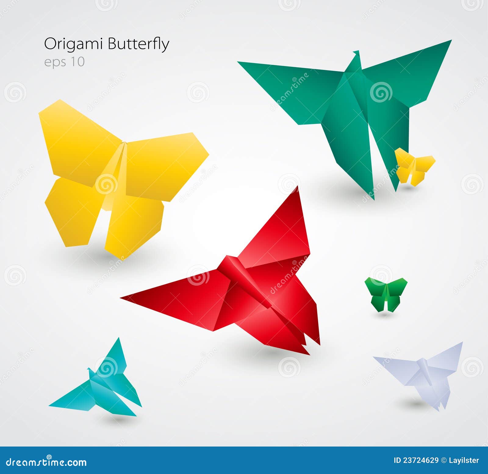 Vector Origami Butterflies. EPS10 Stock Vector - Illustration of blank ...