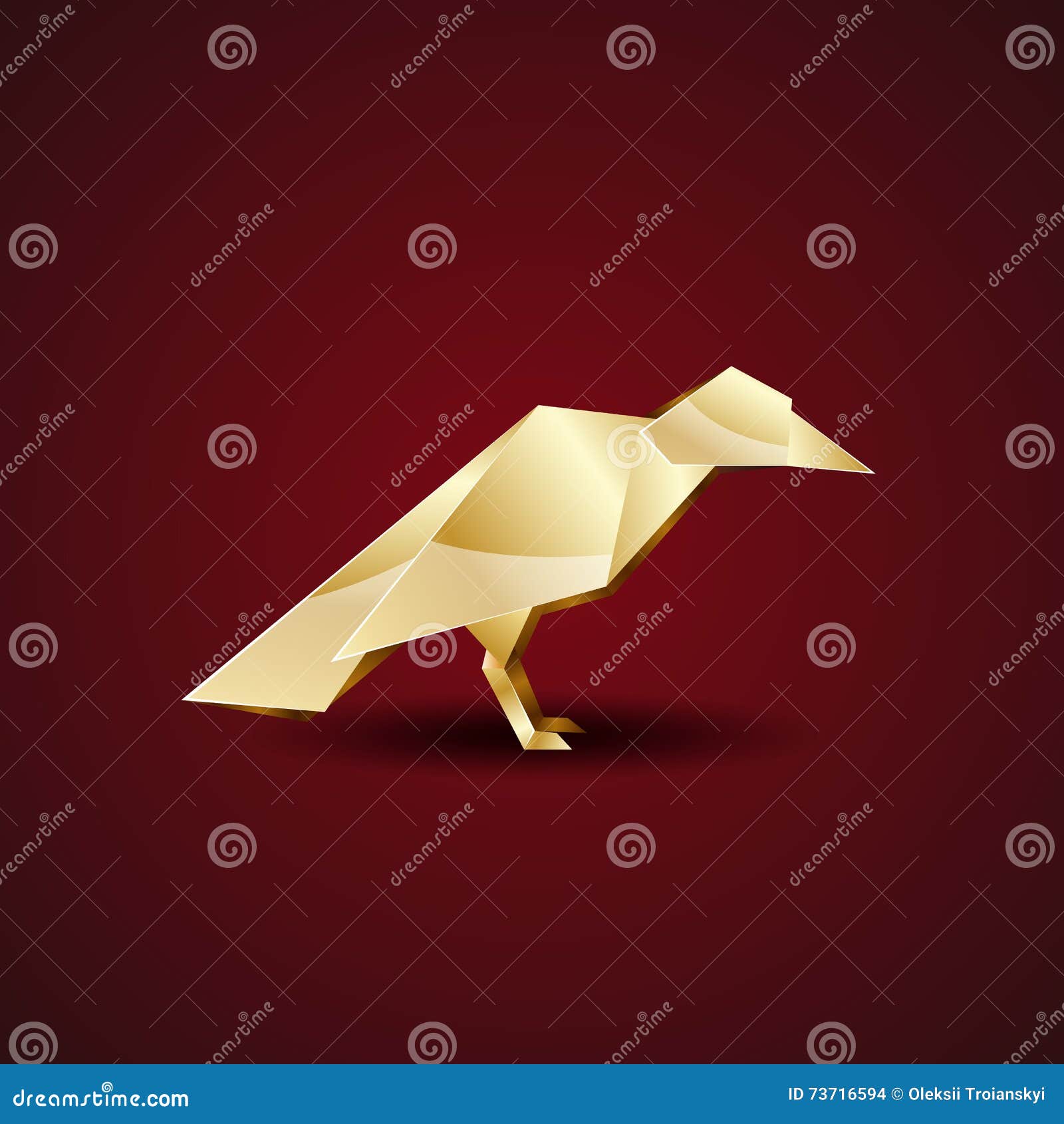 Vector origami golden crow stock vector. Illustration of shape - 73716594