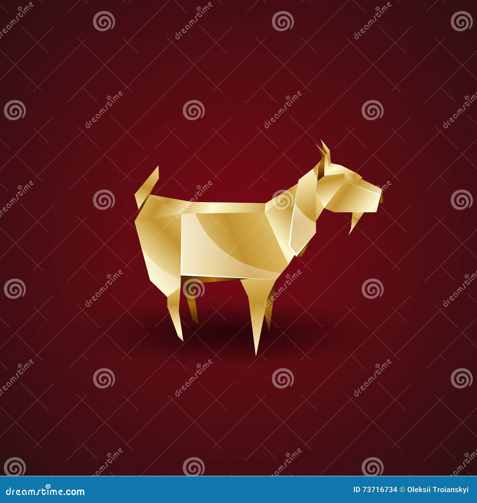Golden Goat Head Logo In Green Academia Style Stock Illustration ...