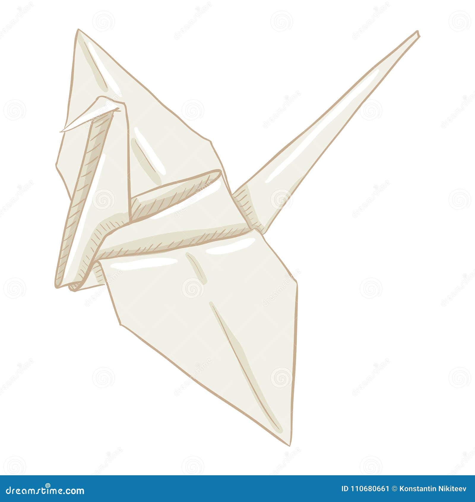 Vector Origami White Paper Crane Stock Vector - Illustration of cartoon ...
