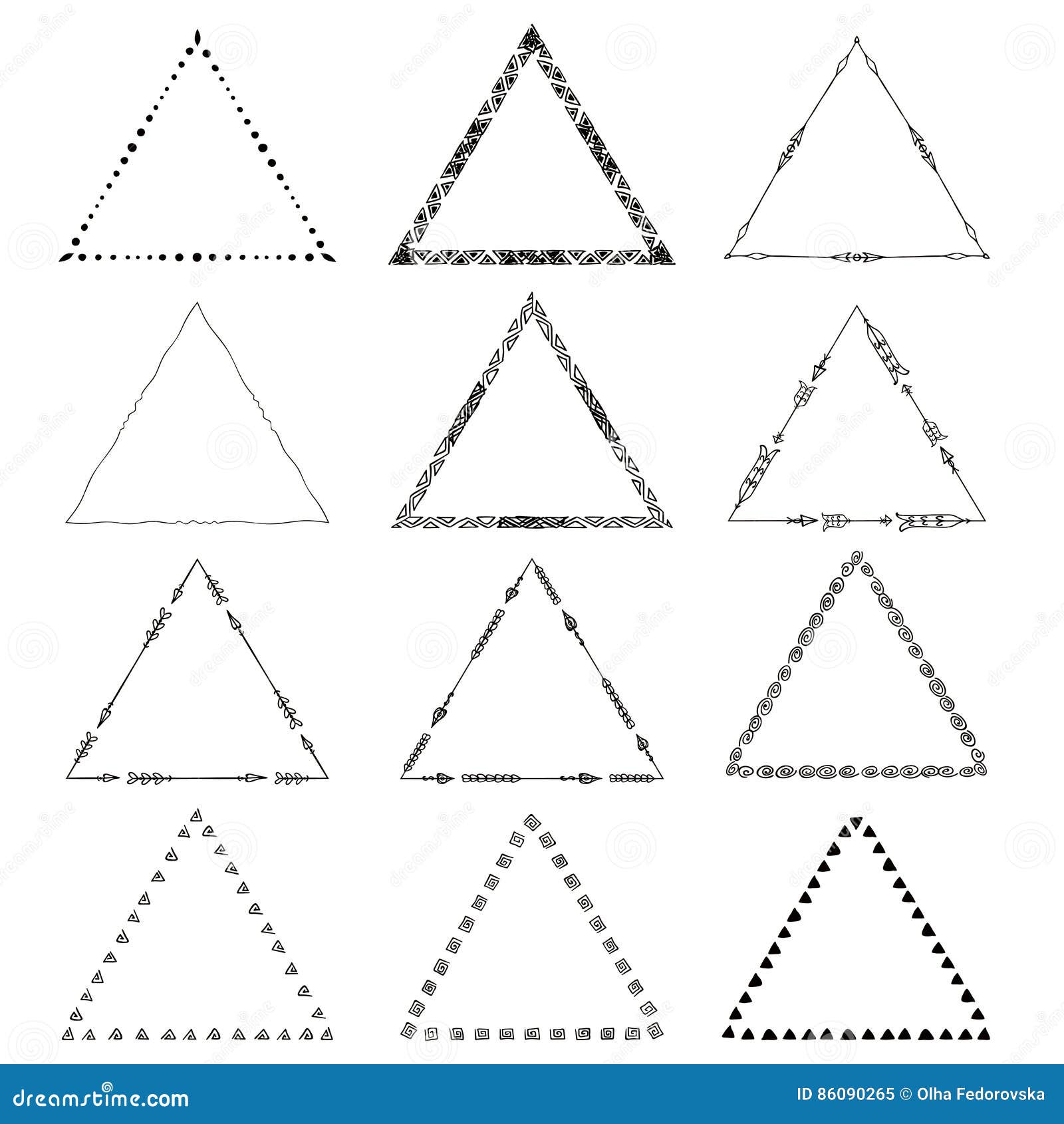Vector Original Drawing Tribal Triangles Set. Stock Vector ...