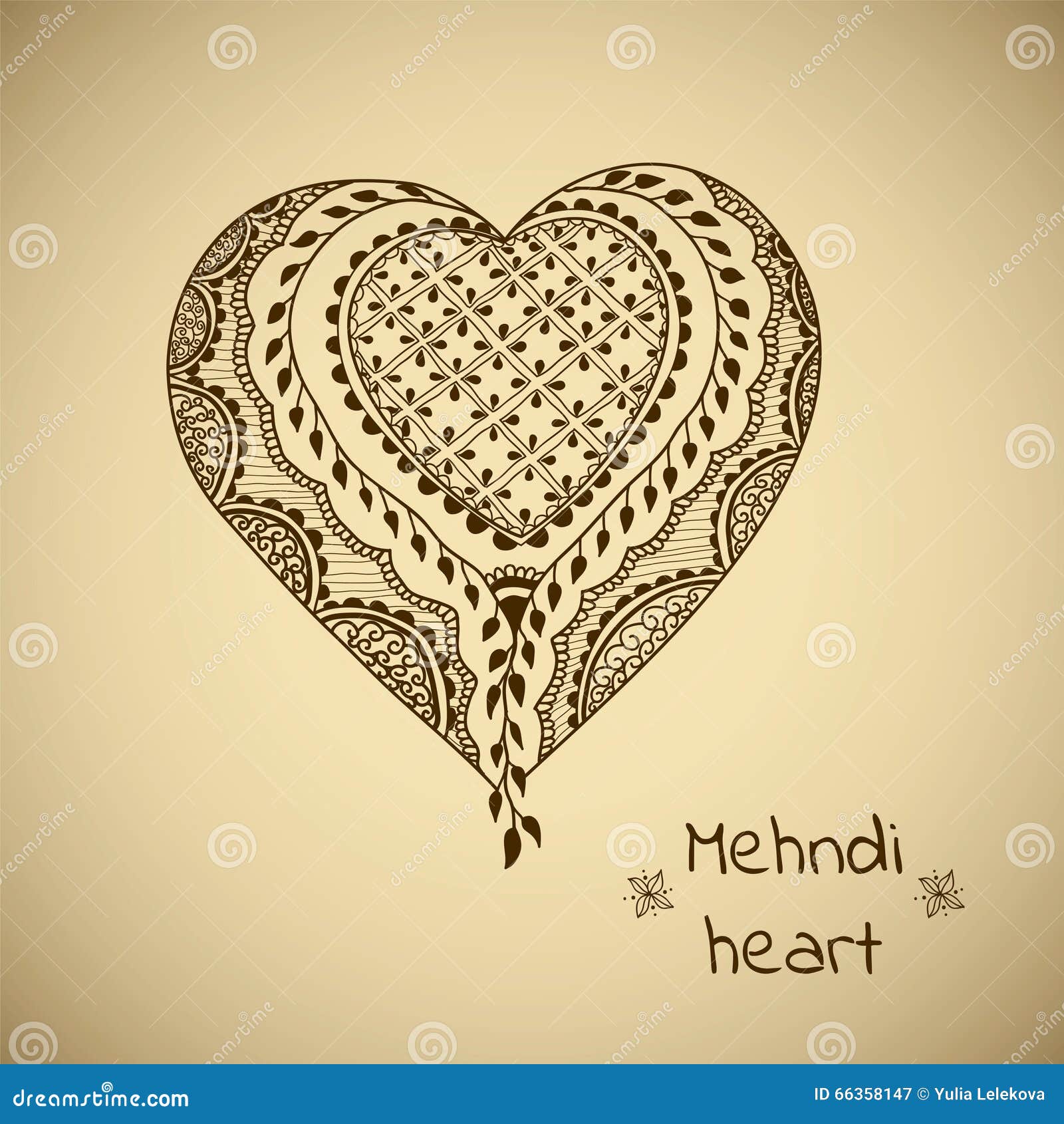 Vector Ornament In Indian Style Mehndi Ornamental Heart Stock Vector