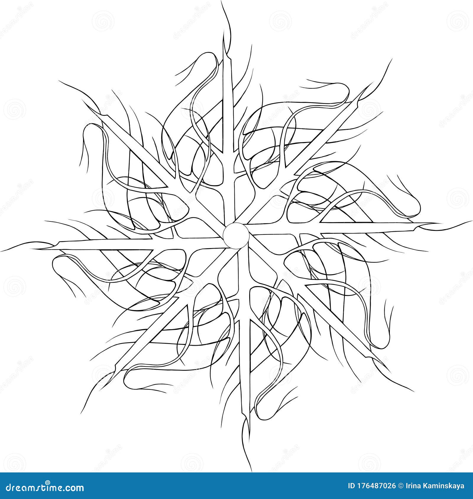 Vector Ornament, Linear Fractal, Mandala. Black and White Pattern Stock ...