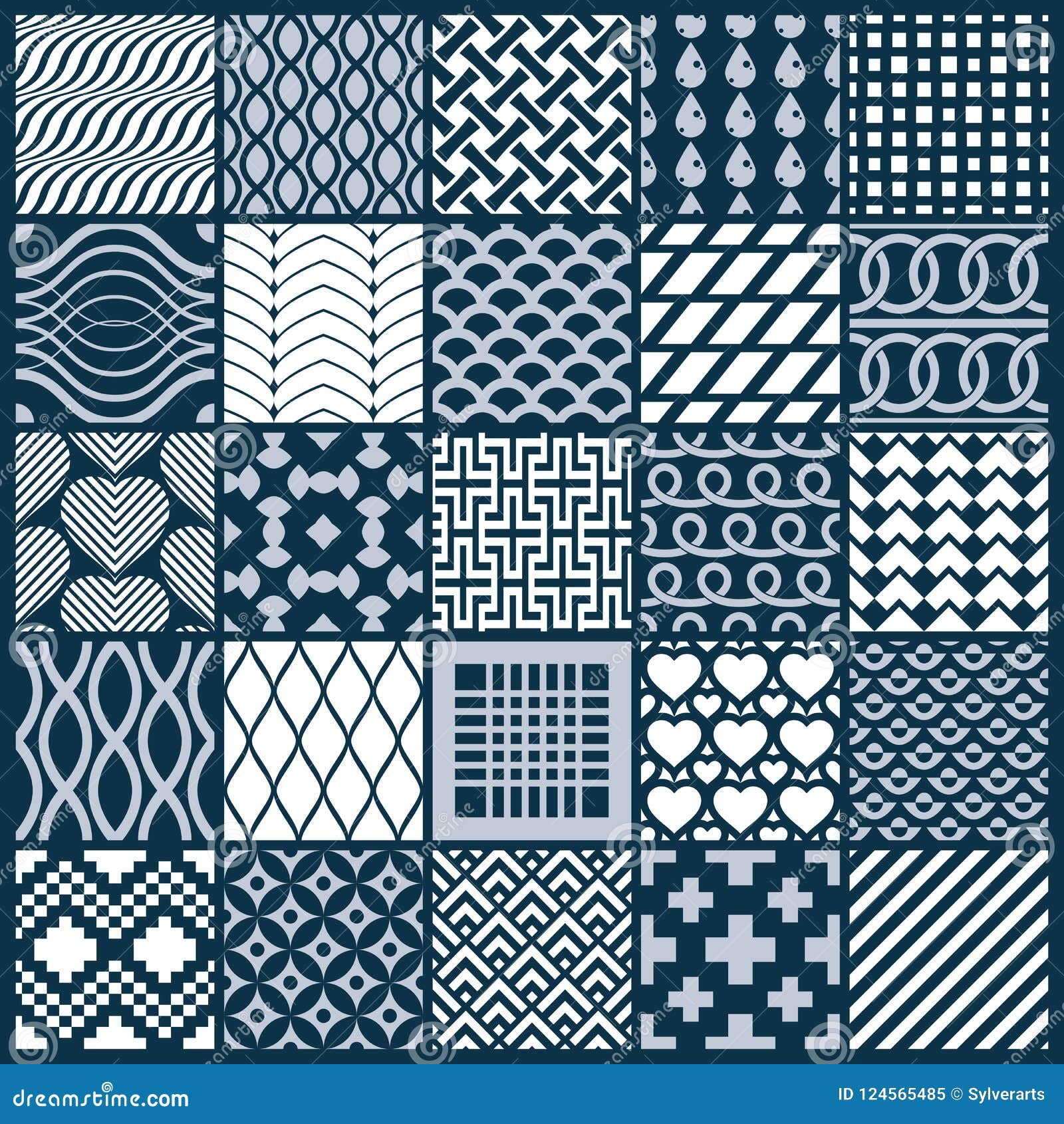 Vector Ornamental Black and White Seamless Backdrops Set, Geometric ...