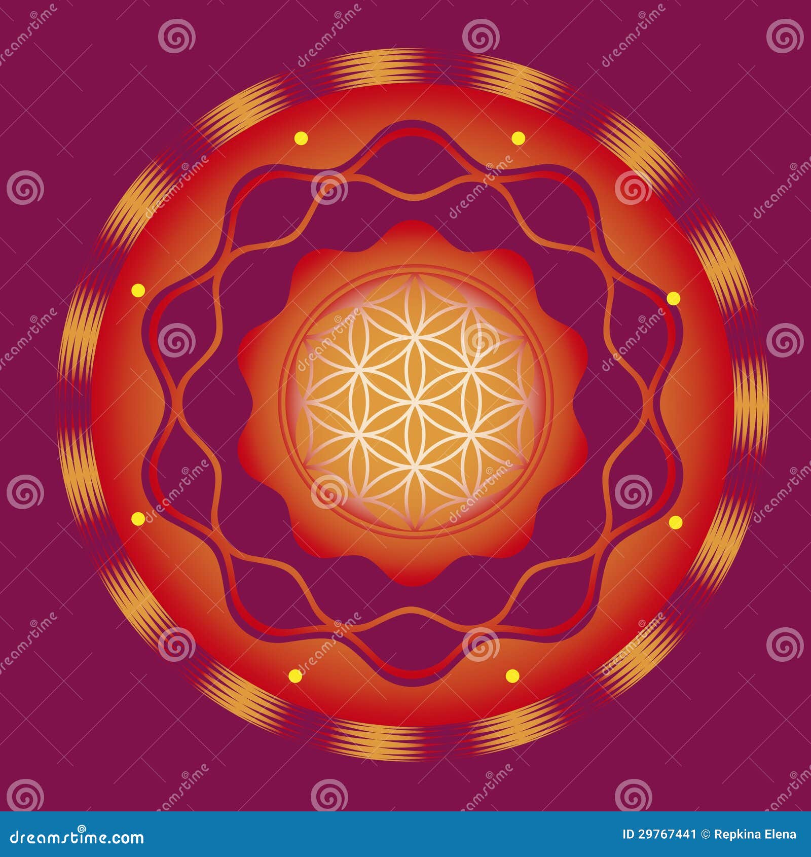 Ornamental Esoteric Solar Lotus Stock Vector - Illustration of love ...