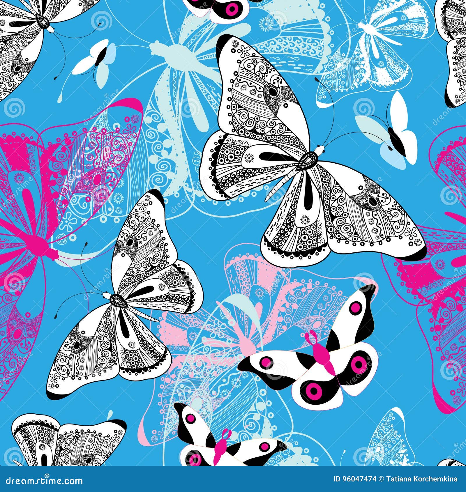 Vector Ornamental Pattern with Butterflies Stock Vector - Illustration ...