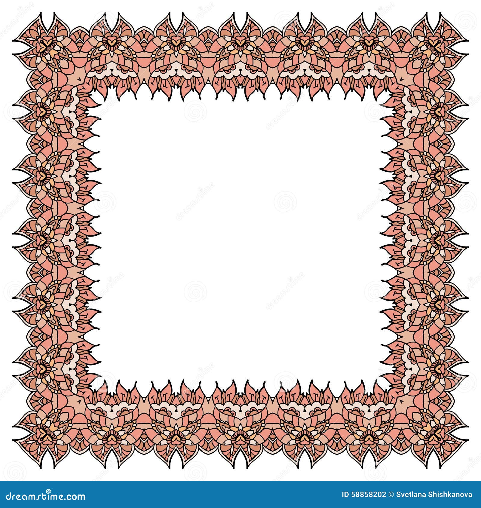 Vector Ornamental Soft Pink Frame. Isolated Square Element Stock Vector ...