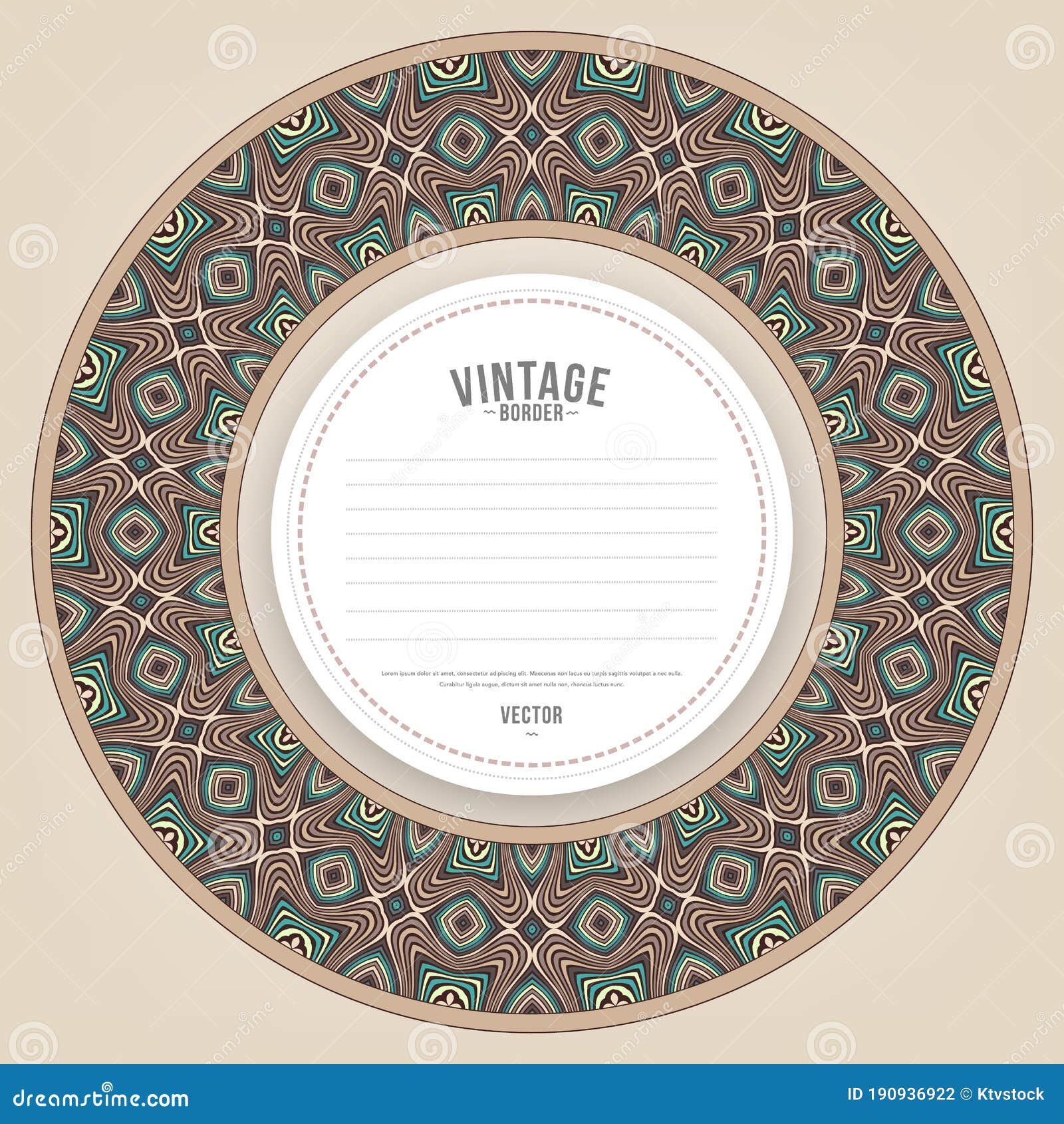 Vector Ornamental Vintage Ethnic Round Frame Stock Vector ...