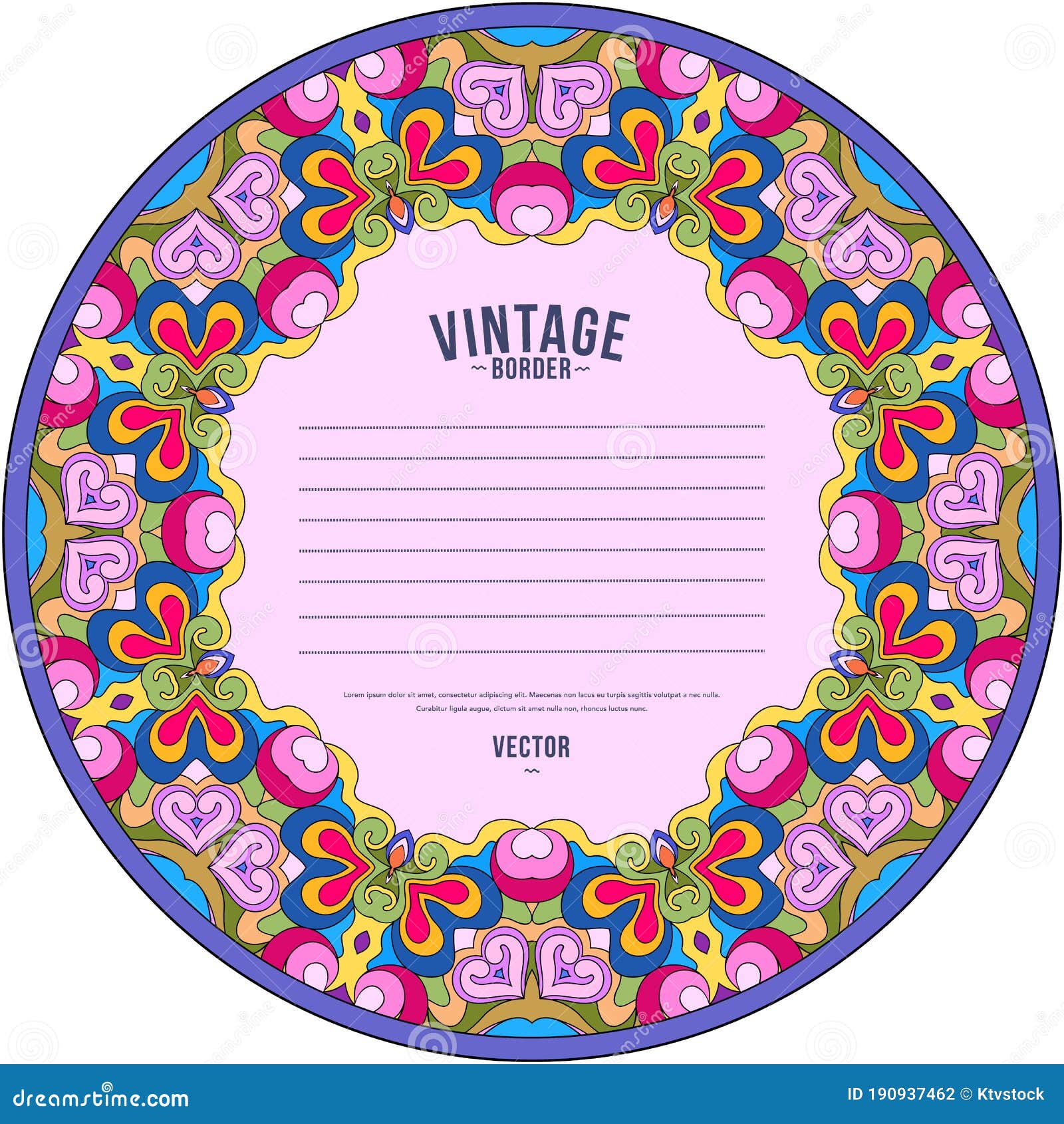 Vector Ornamental Vintage Ethnic Round Frame Stock Vector ...