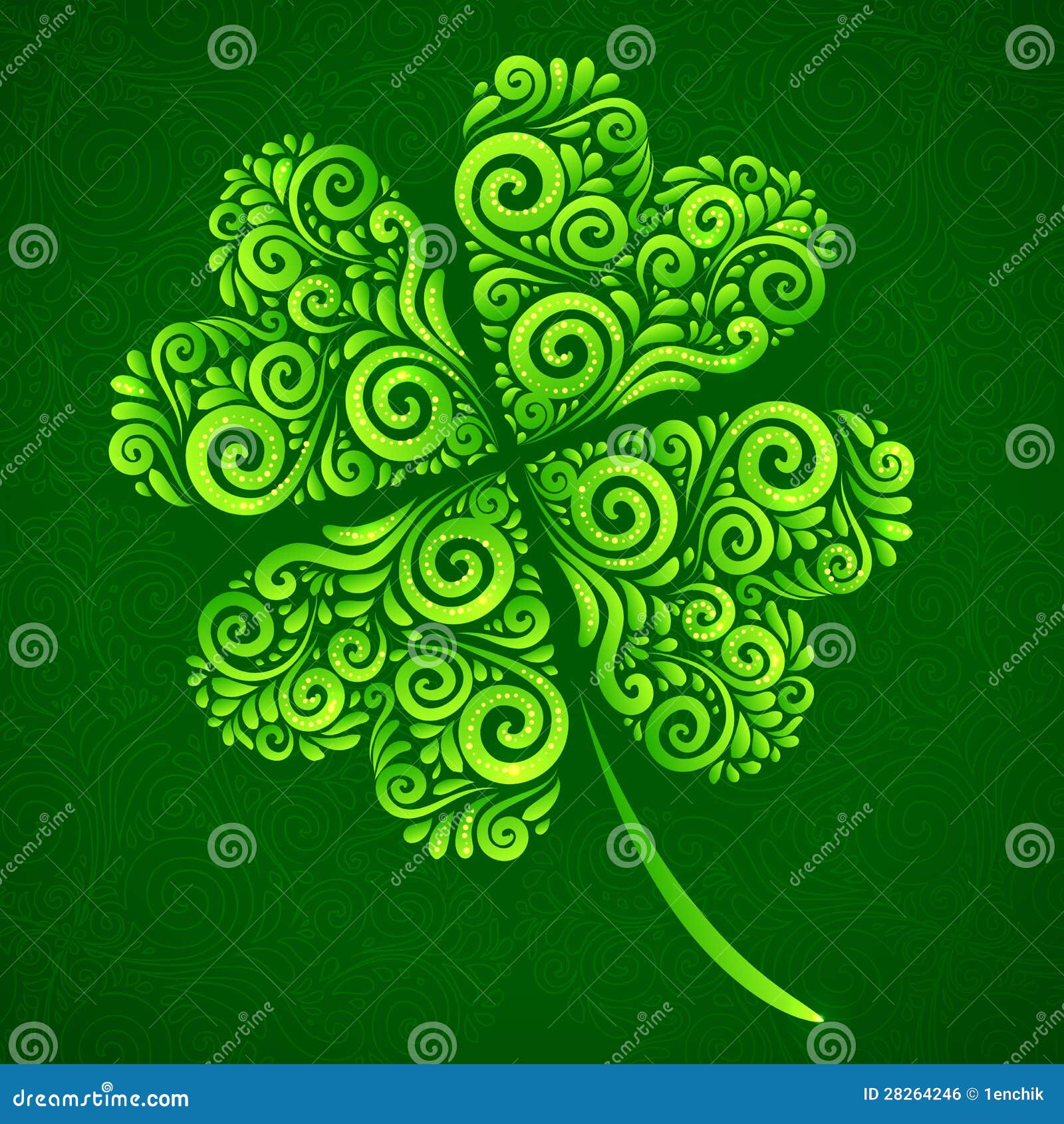 Vector Ornate Clover on Dark Green Background Stock Vector ...