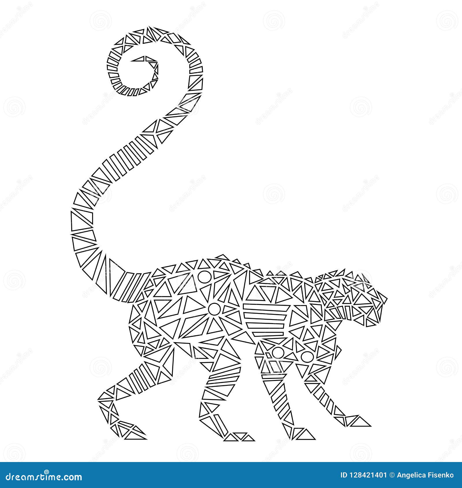Vector Ornate Detailed Monkey . Patterned Monochrome Design Stock ...