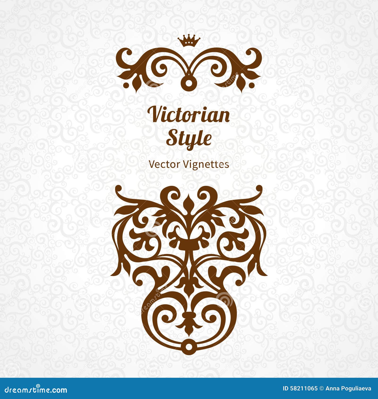 Vector Ornate Pattern in Victorian Style. Stock Vector - Illustration ...