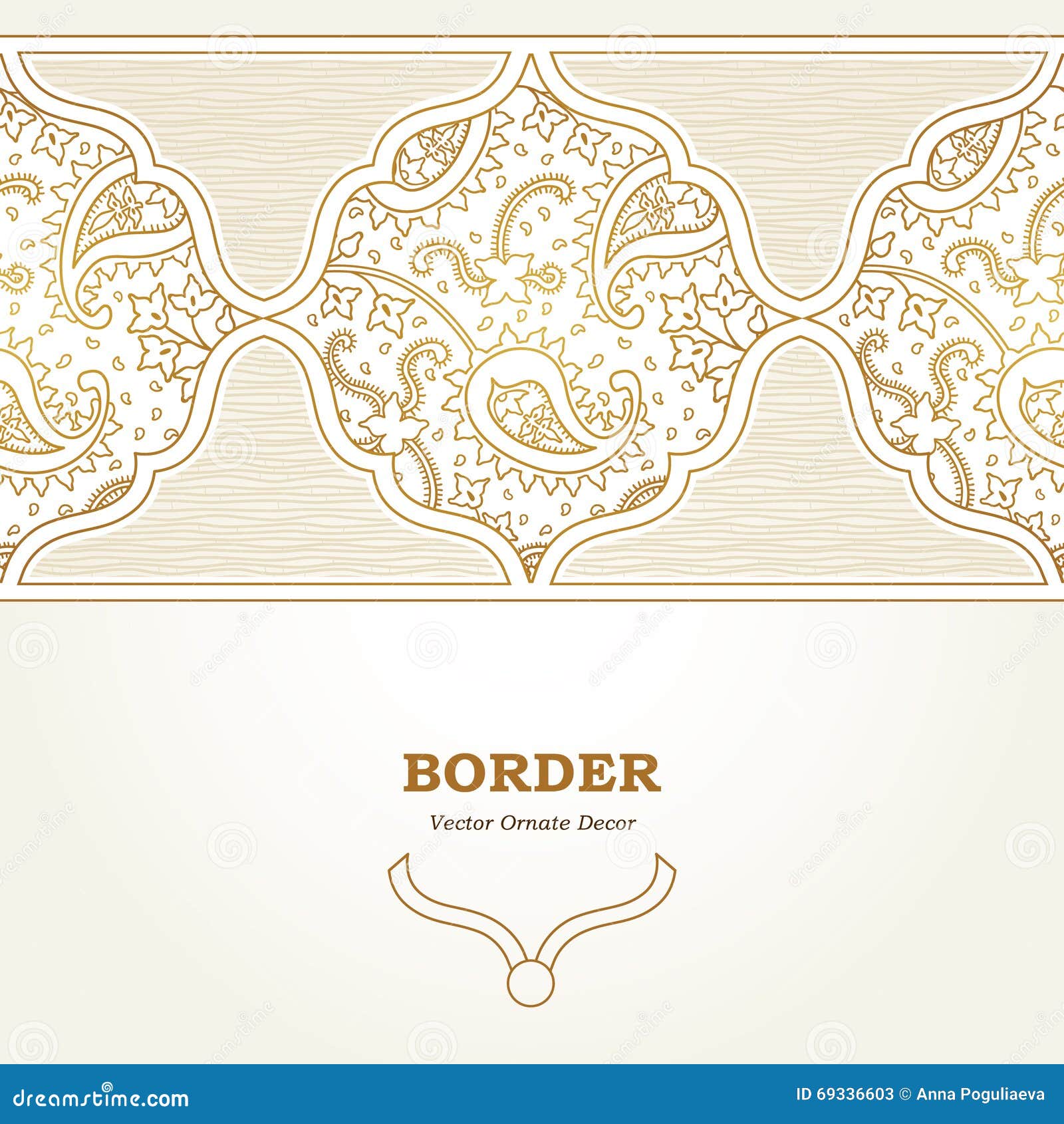 Vector Ornate Seamless Border in Eastern Style. Stock Vector ...