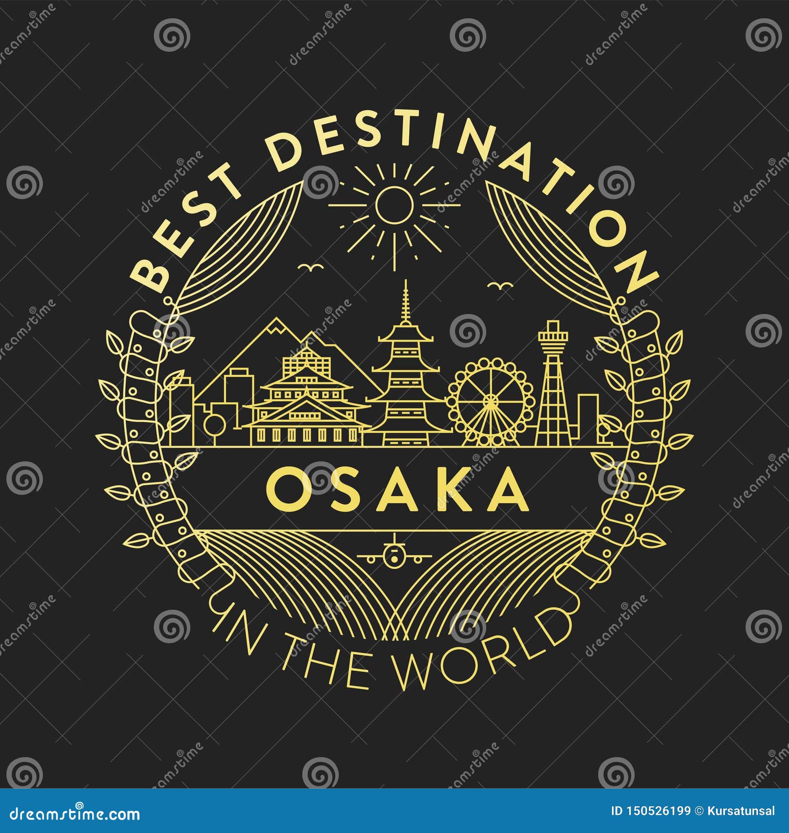 Osaka City Skyline Silhouette Vector Logo Illustration | CartoonDealer ...