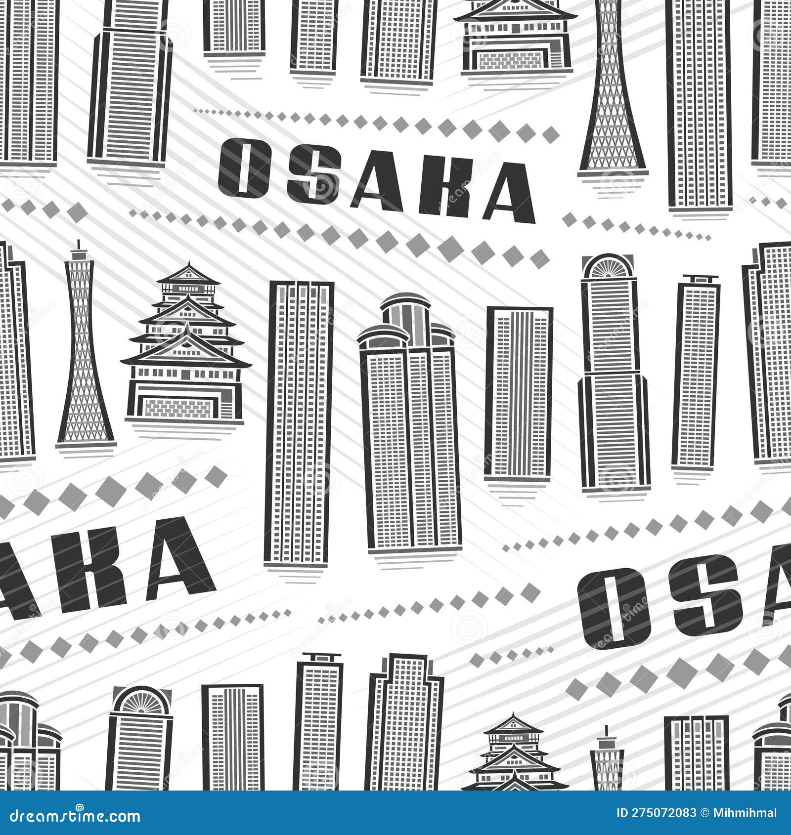Vector Map Of Osaka City, Japan, State Of Japan. Street Map Art Poster ...