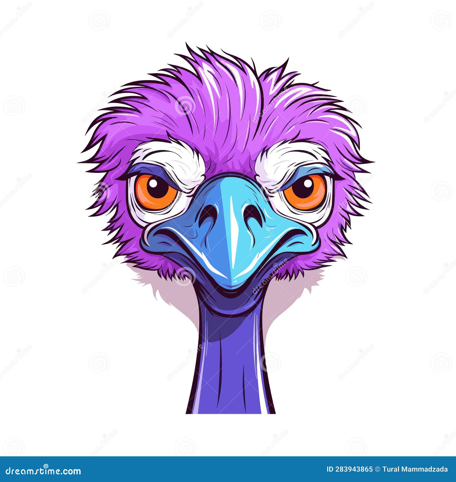 Vector of an Ostrich S Head with Striking Orange Eyes in a Minimalistic ...