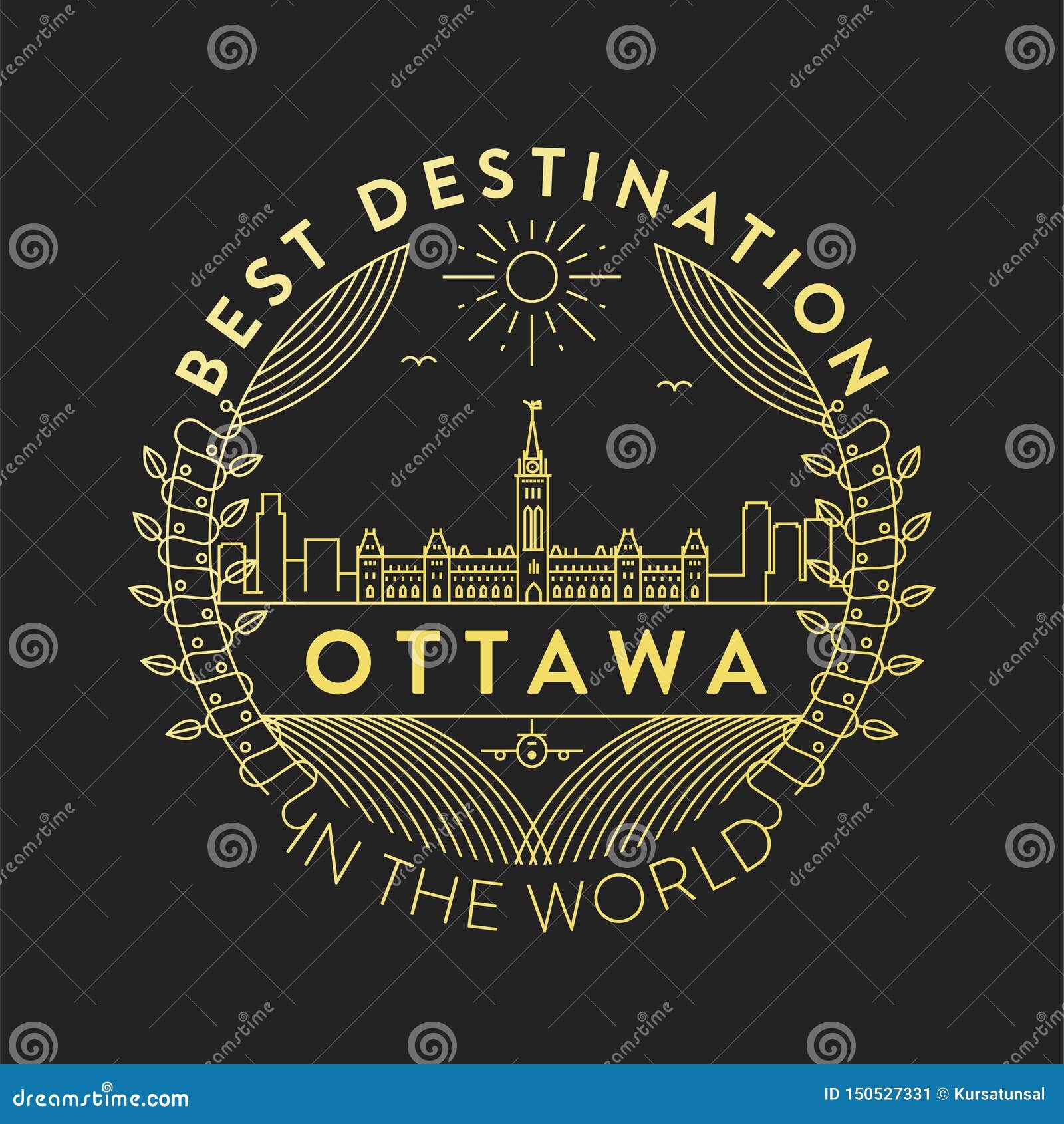 Vector Ottawa City Badge, Linear Style Stock Illustration ...