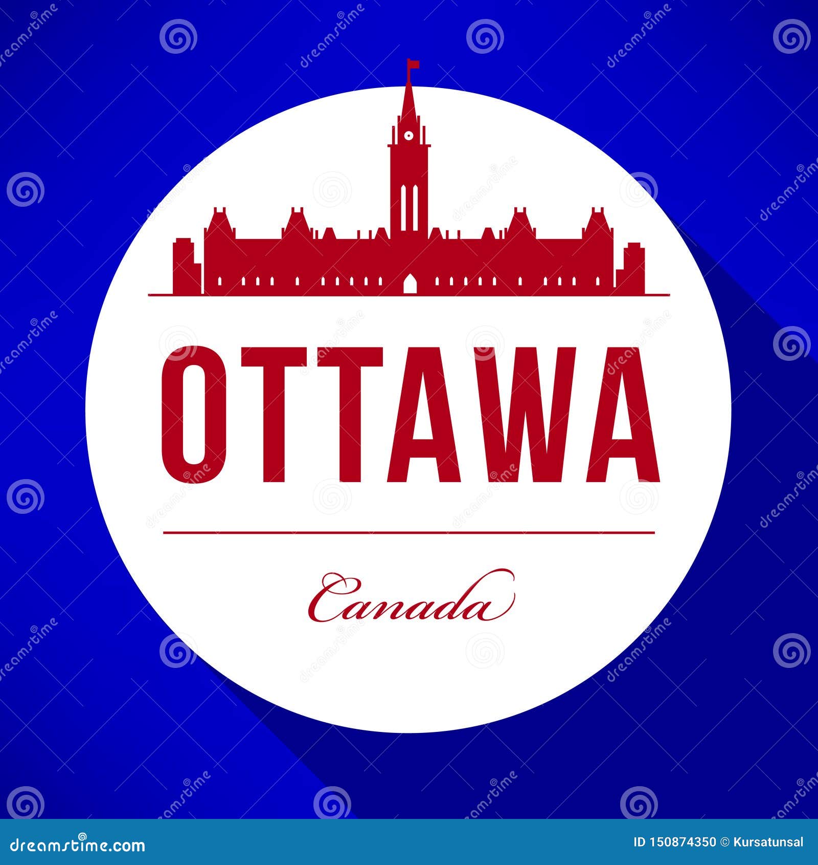 Vector Ottawa City Skyline Design Stock Illustration - Illustration of ...