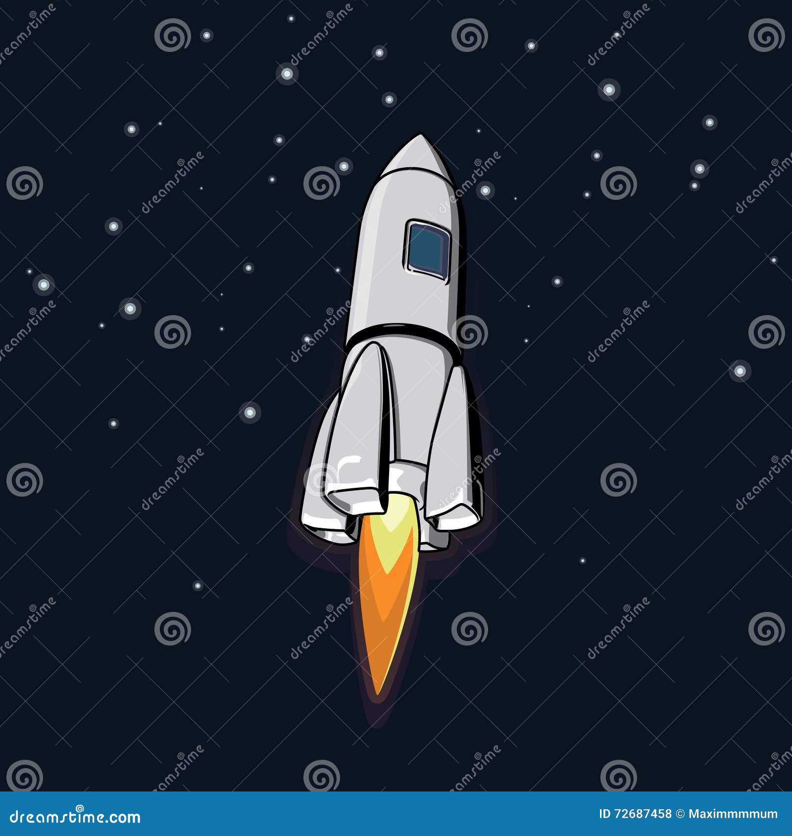 Vector Outer Space Illustration with a Rocket. Stock Vector ...