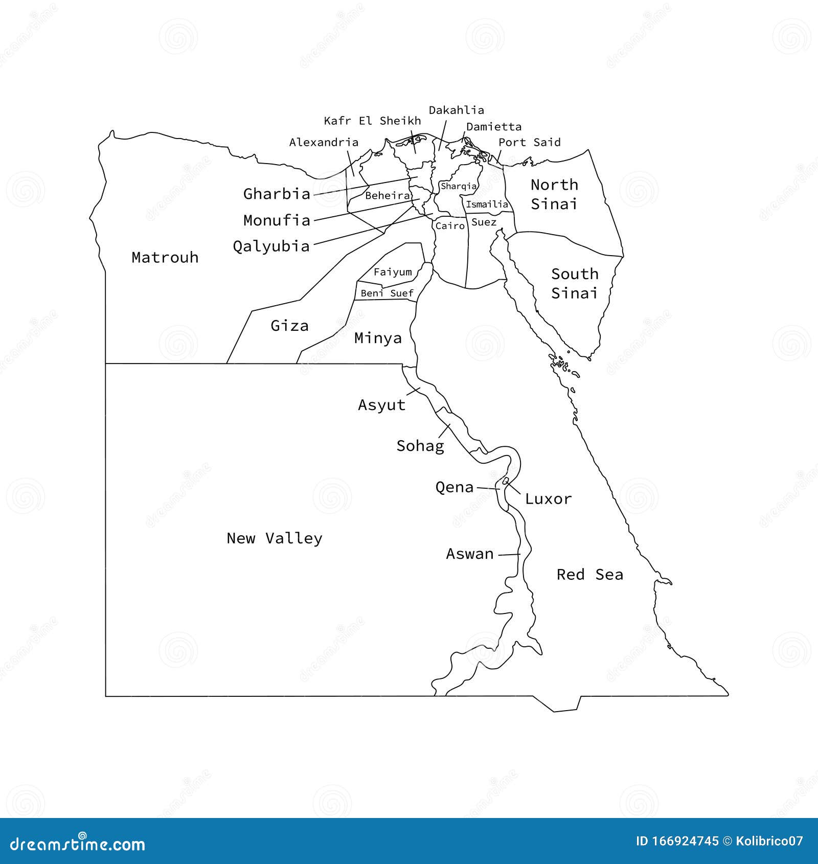 Vector Outline Administrative Division Map Of Egypt. Vector Map ... Vector Outline Administrative Division Map Of Egypt. Vector Map ...