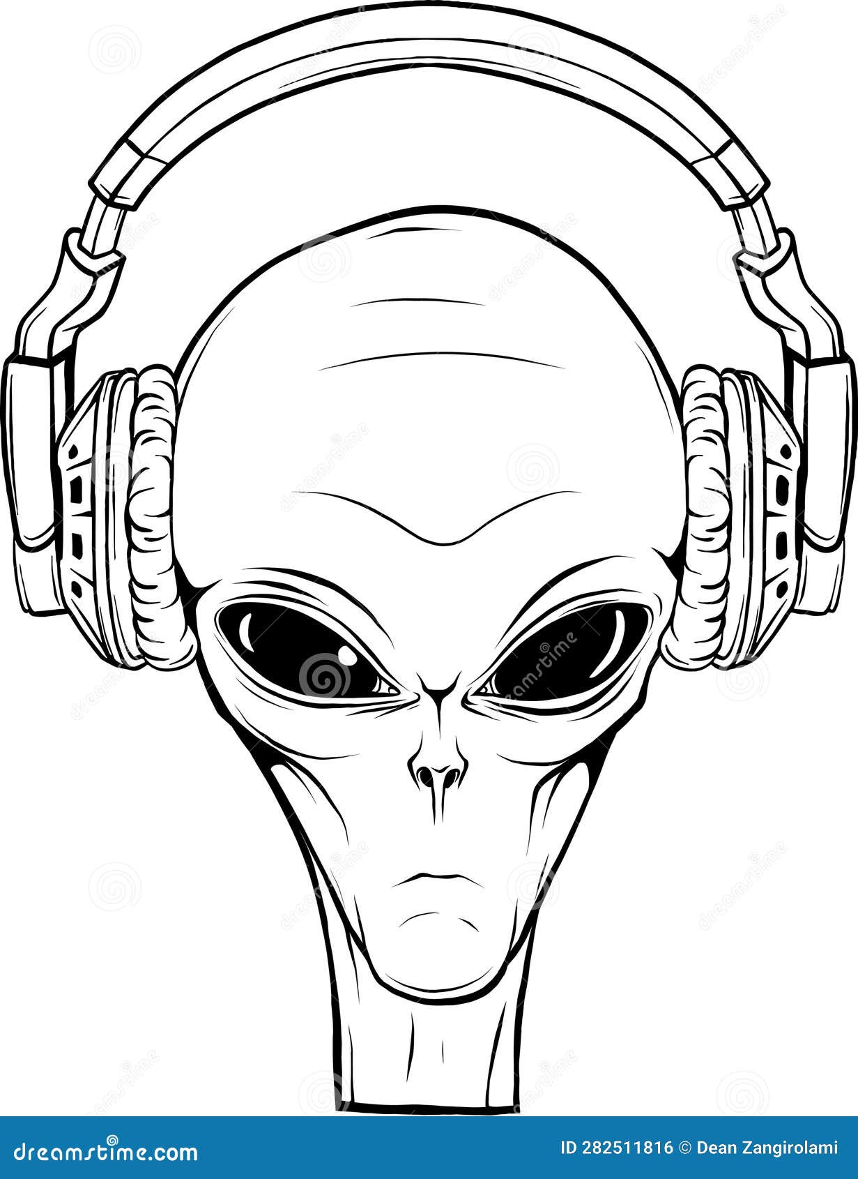 Vector Outline Alien Head Vector Illustration Design Stock Vector ...