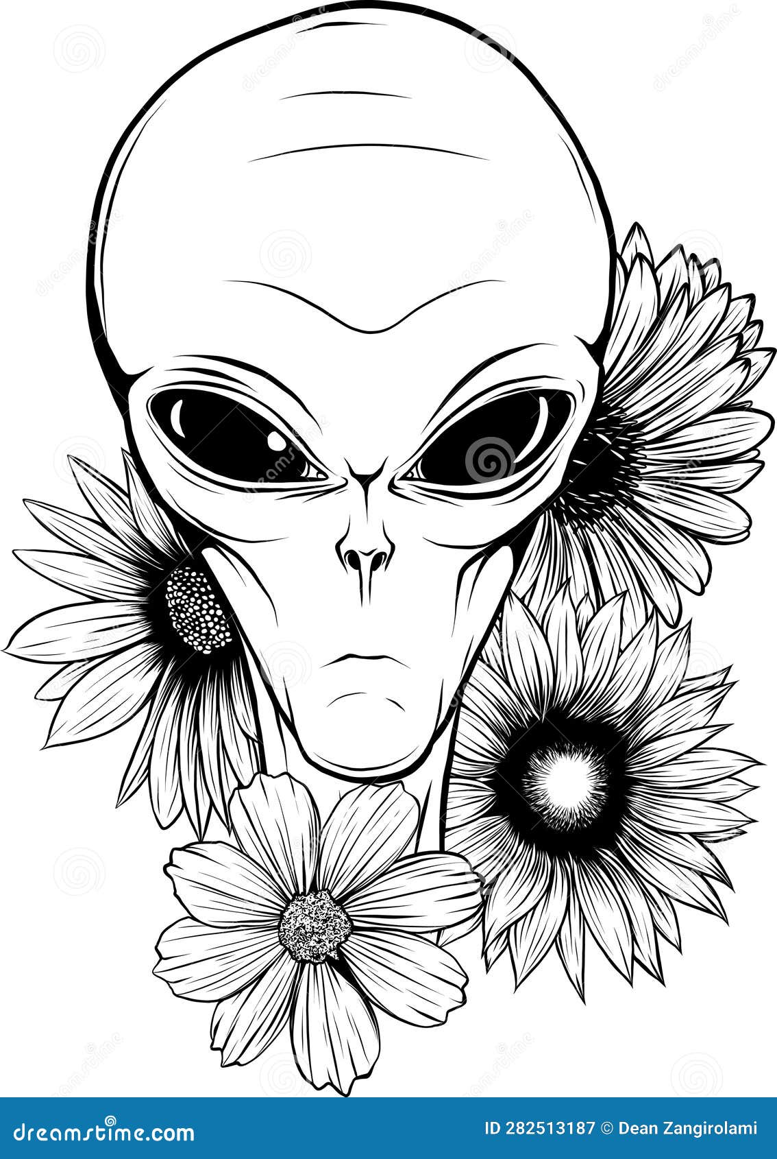 Vector Outline Alien Head Vector Illustration Design Stock Vector ...