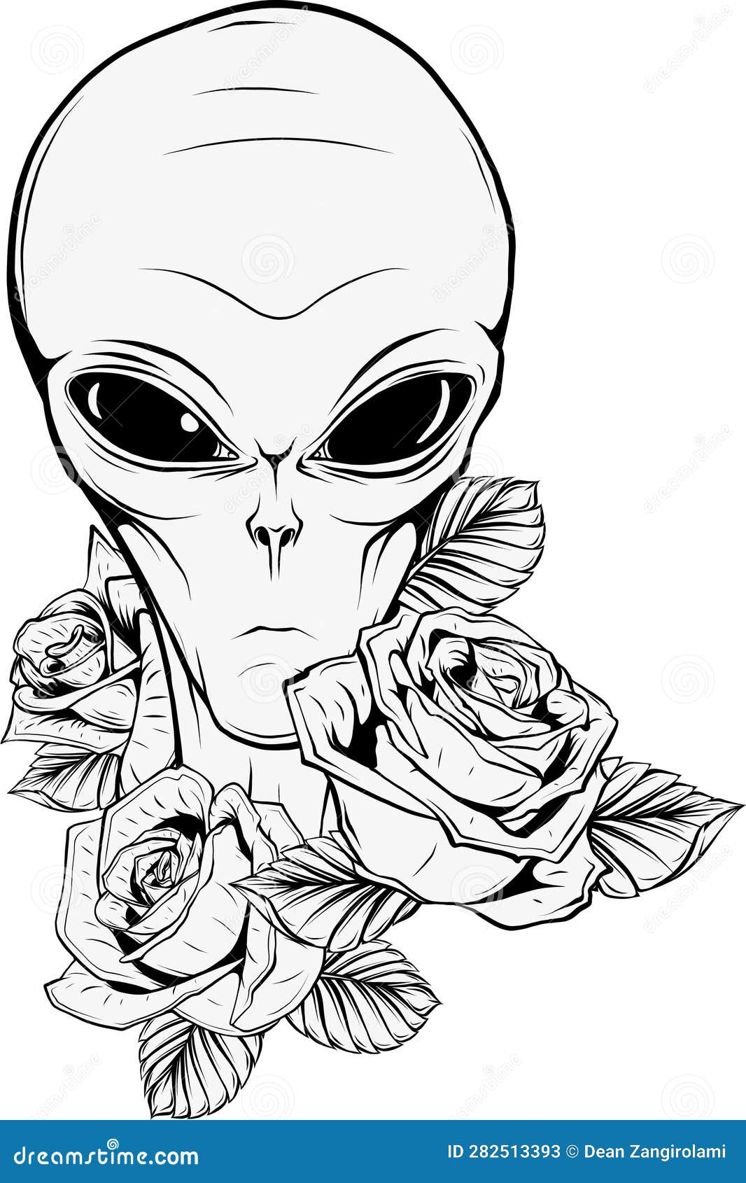 Vector Outline Alien Head Vector Illustration Design Stock Vector ...