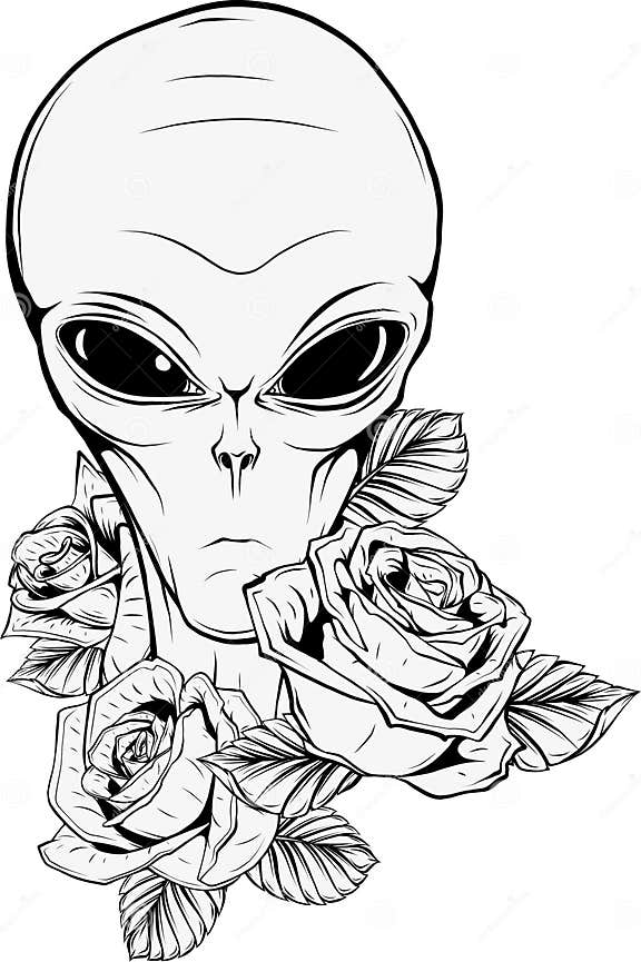 Vector Outline Alien Head Vector Illustration Design Stock Vector ...