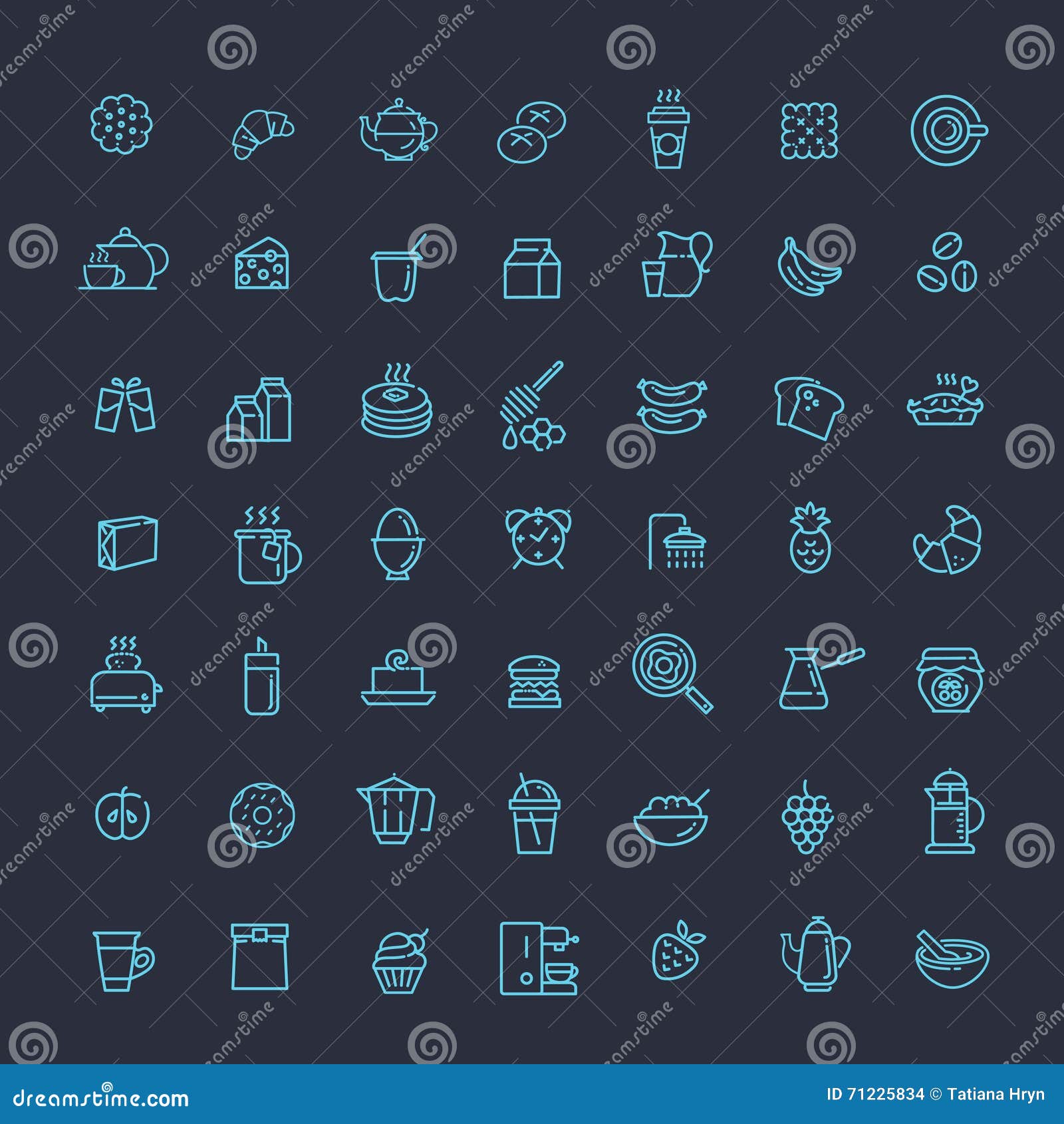 Vector Outline Breakfast Icons Stock Vector - Illustration of kitchen ...