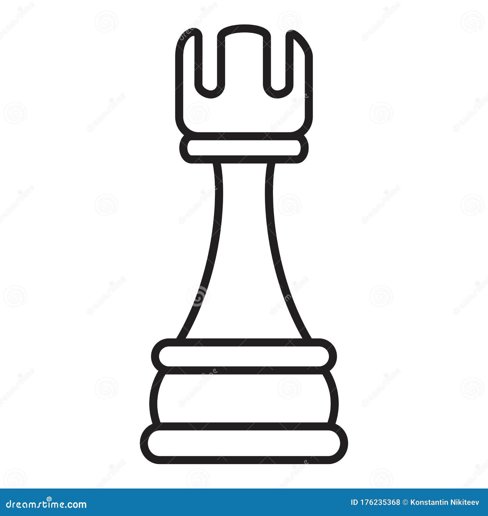Vector Outline Chess Rook Icon Stock Vector - Illustration of mate ...
