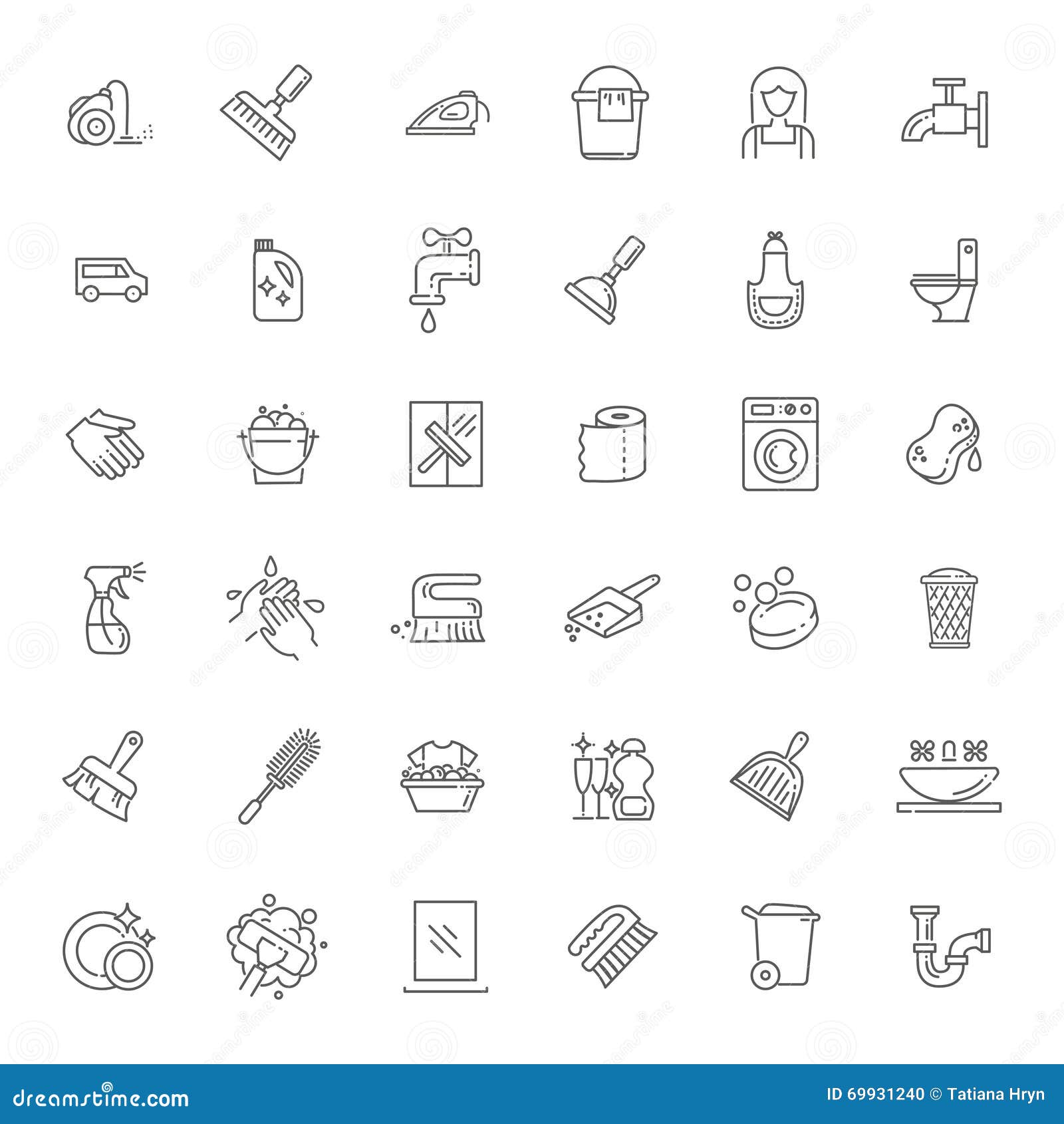 Vector Outline Cleaning Icon Stock Vector - Illustration of equipment ...