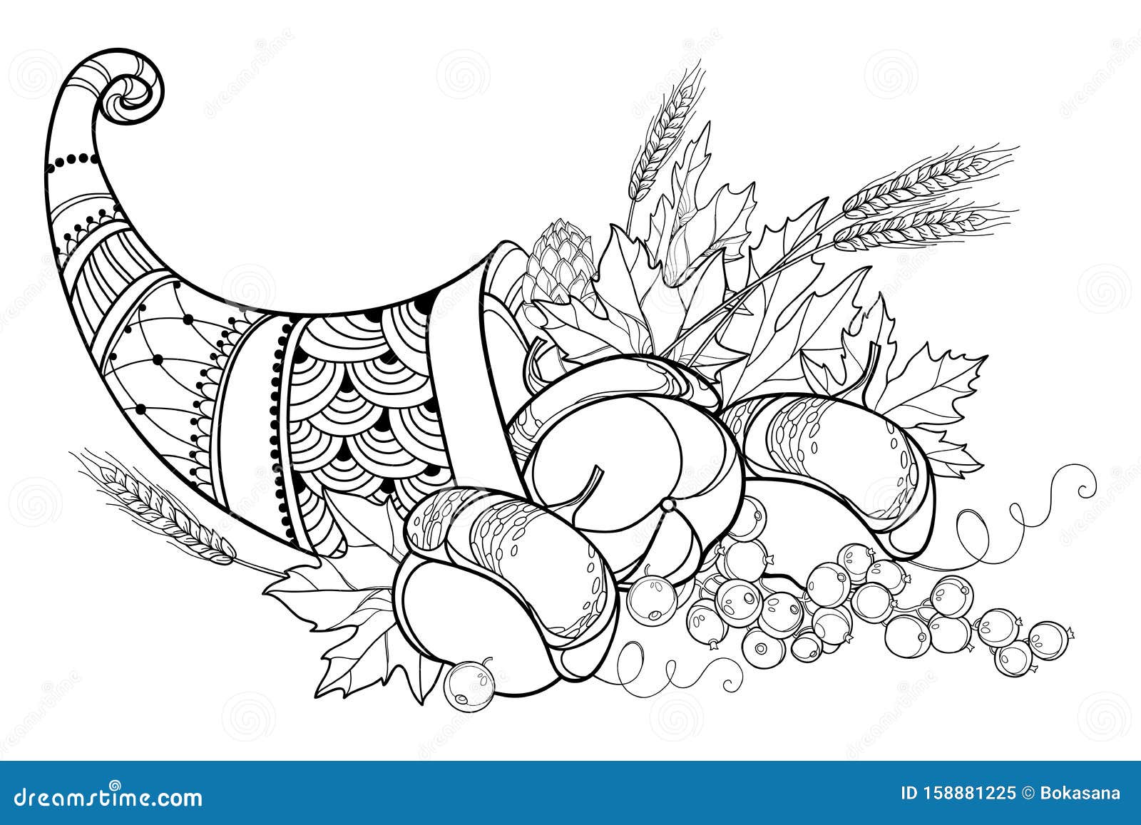 Full Cornucopia Watercolor Royalty-Free Illustration | CartoonDealer ...