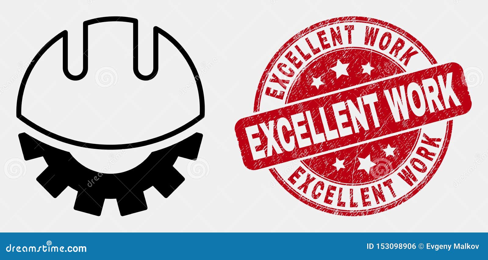 Vector Outline Development Helmet Icon and Scratched Excellent Work ...