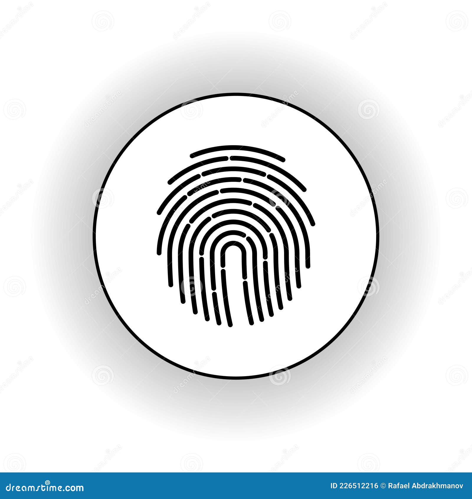 Vector Outline Fingerprint Icon. Single Thumbprint Hand Sign With ...