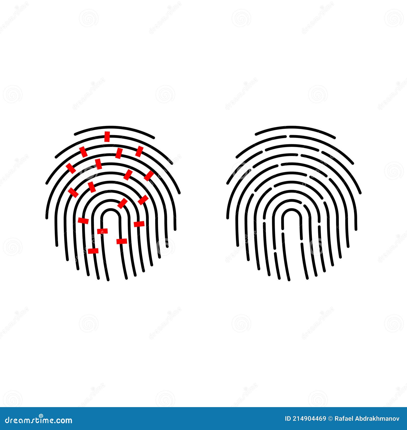 Vector Outline Fingerprint Icon. Single Thumbprint Hand Sign with ...