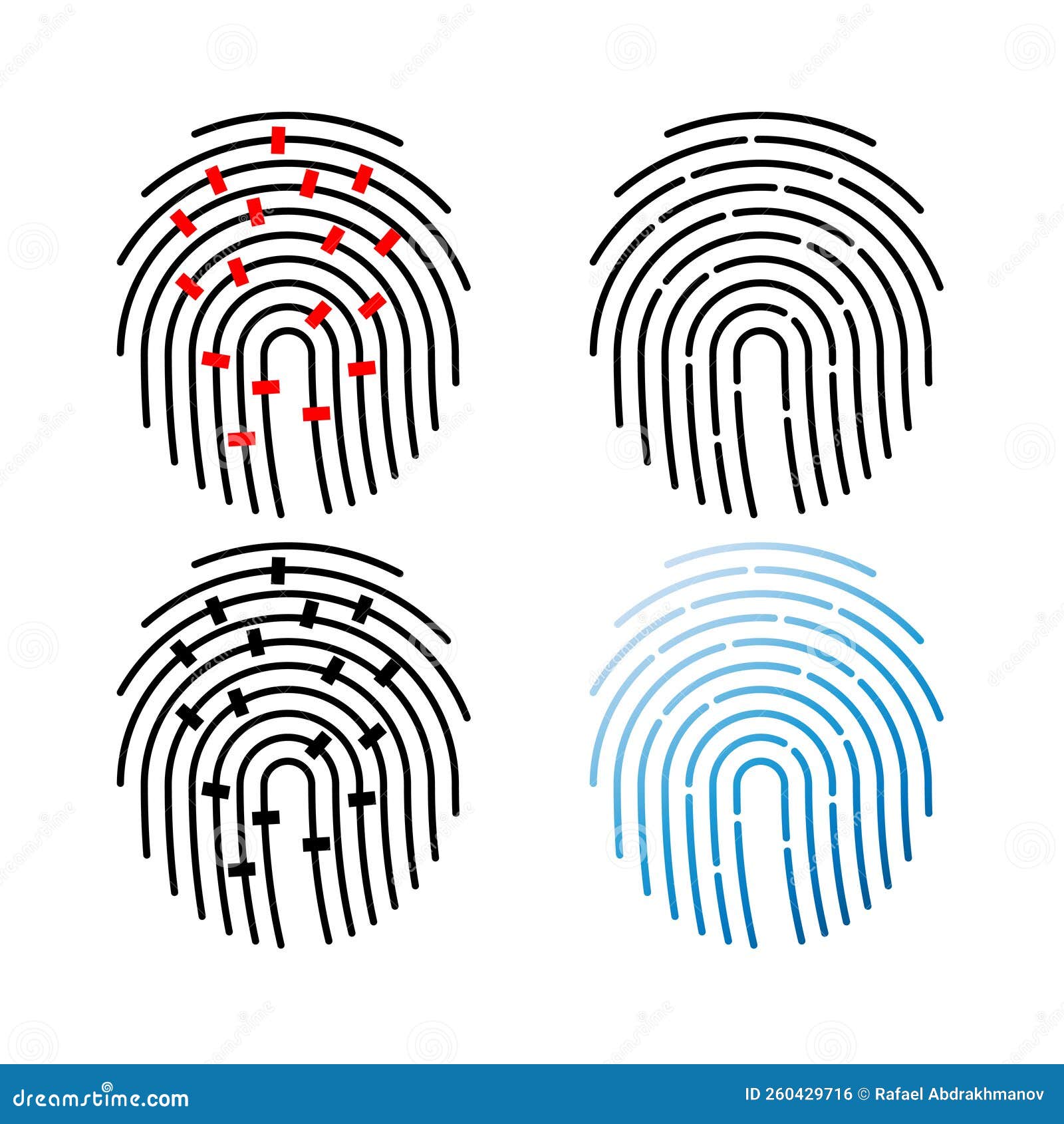Vector Outline Fingerprint Icon. Single Thumbprint Hand Sign with ...