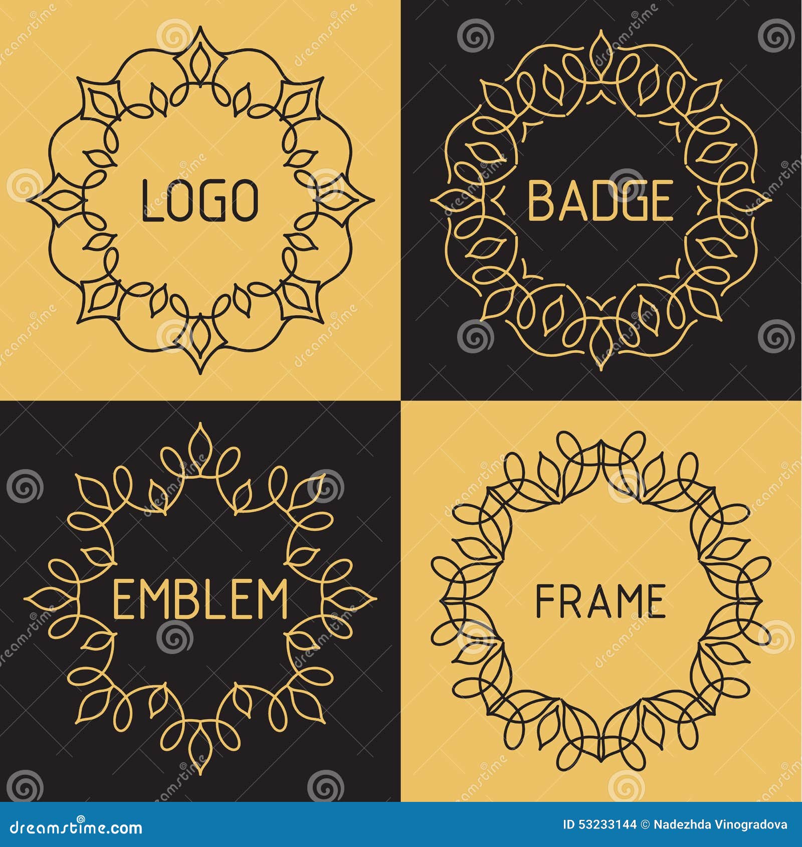 Vector Outline Frames and Badges. Stock Vector - Illustration of icon ...