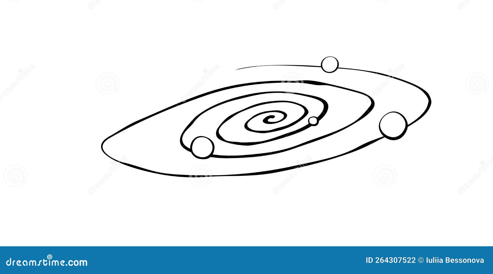 Vector Outline Galaxy, Black Hole, Solar System in Doodle Style ...