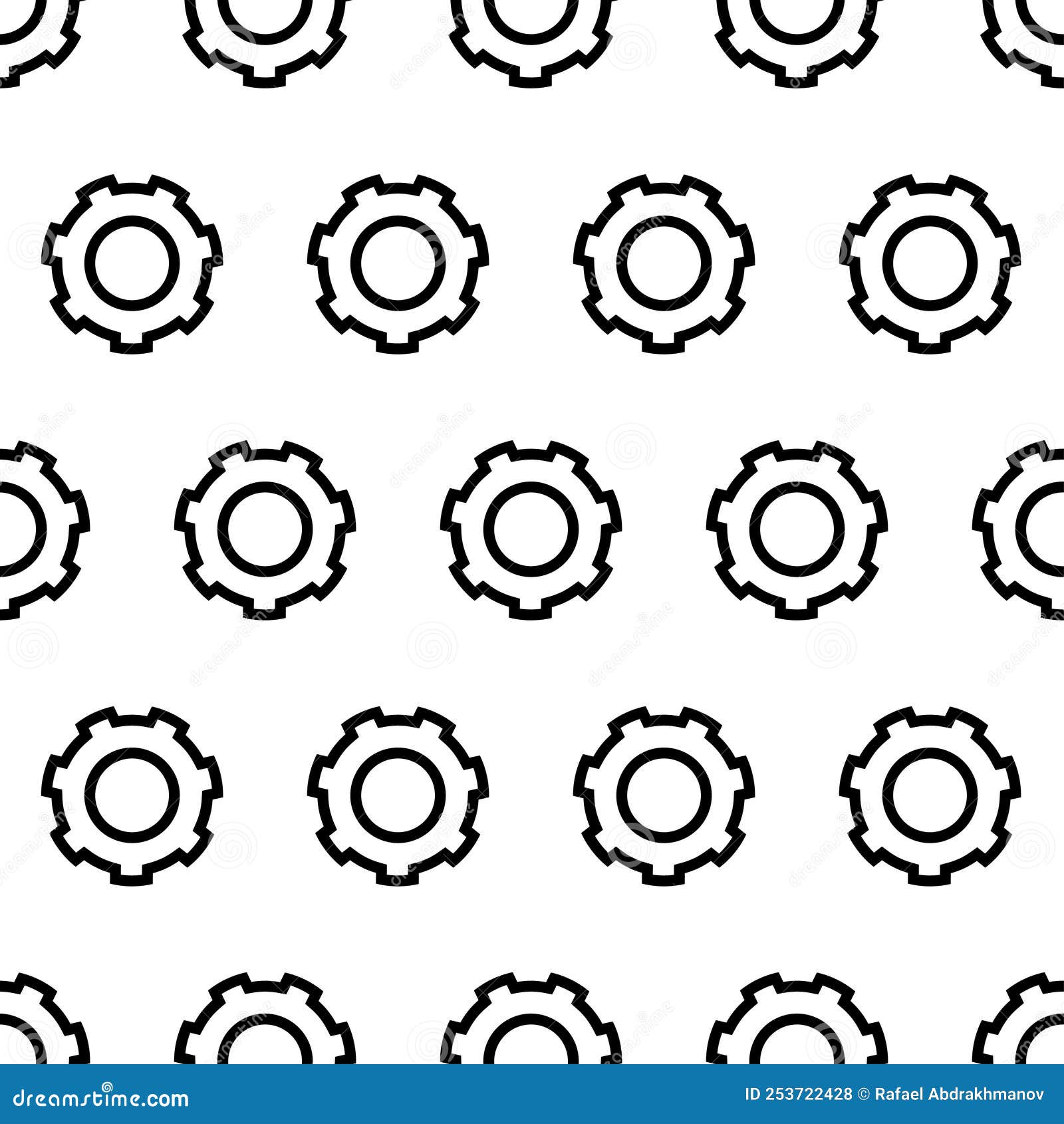 Vector Outline Gear Icon Seamless Pattern. Initiator Cog, Machine Gear ...