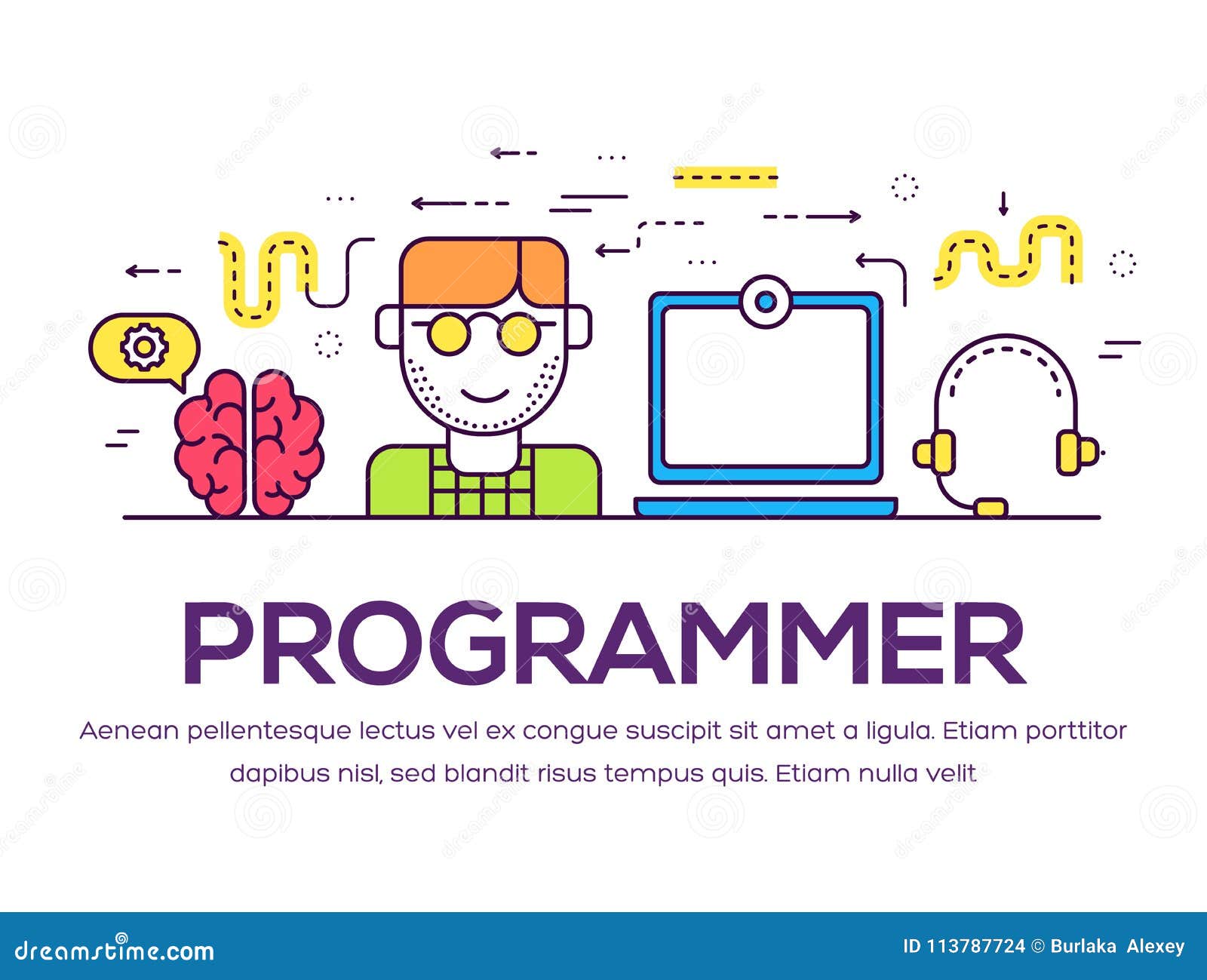 It Geeks Thin Line Brochure Cards Set. Office Professional Developer ...