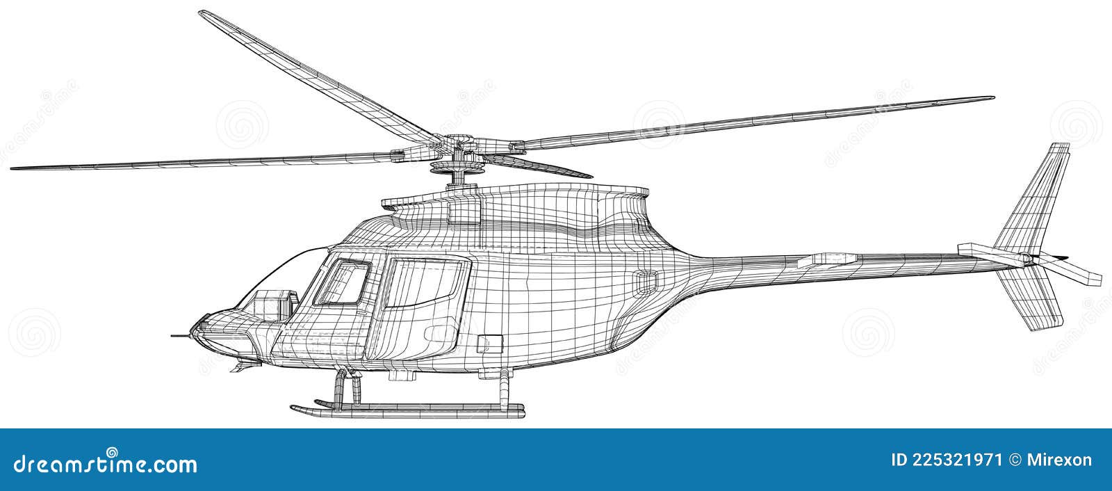 Vector Outline Helicopter. Wire-frame Vector Air Transport. EPS10 ...
