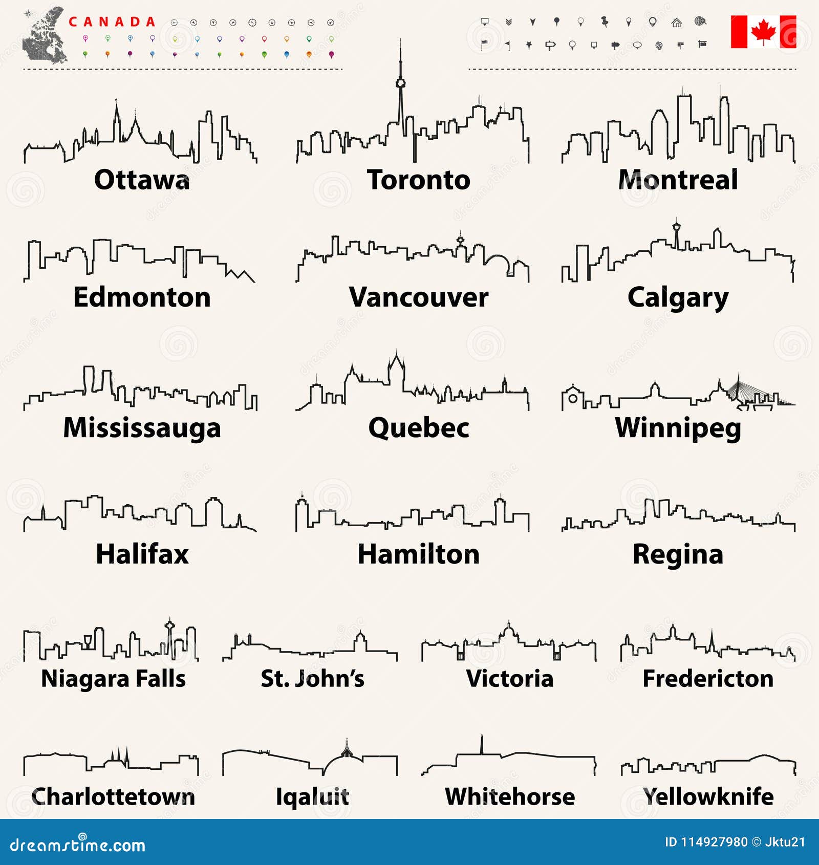 Canada Map And Cities Vector Illustration | CartoonDealer.com #15975388