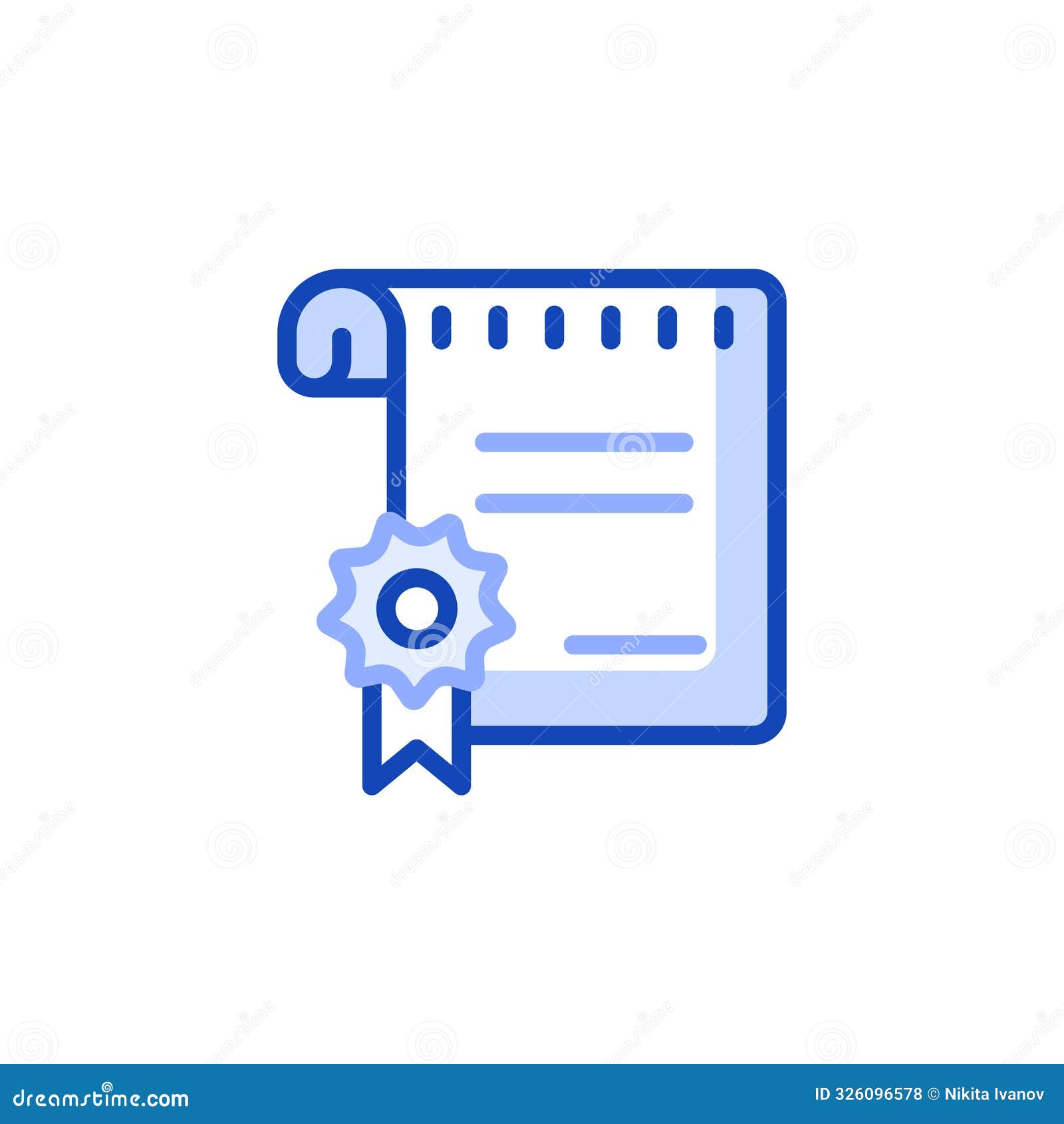 Vector Outline Icon Depicting a Certificate or Diploma of Completion of ...