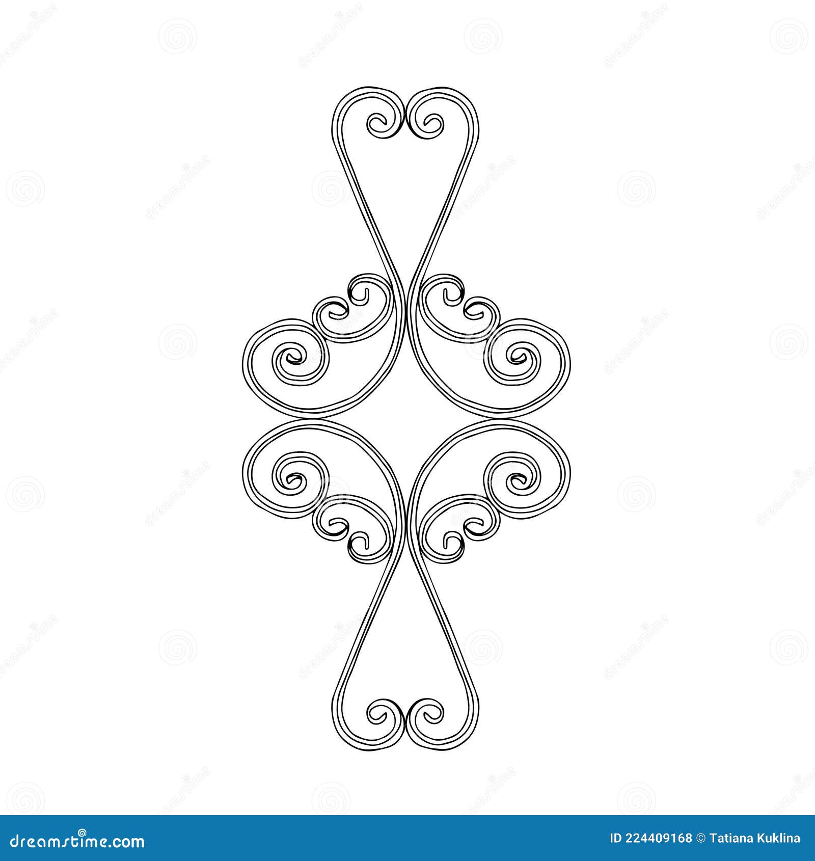 Vector Outline Illustration of a Black Decorative Element Made of Cast ...