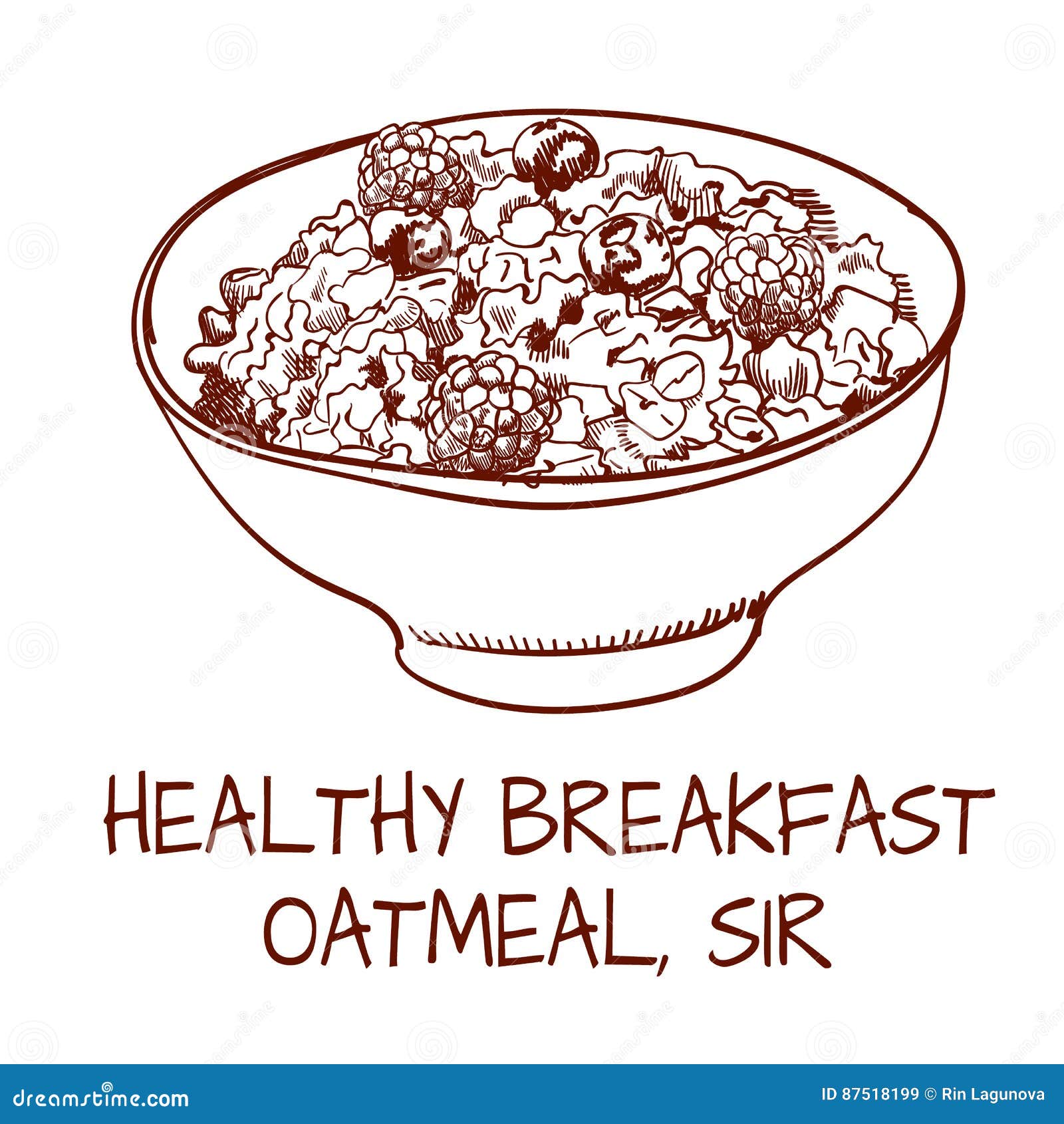 Vector Outline Illustration Of Oatmeal On White Background Stock Vector ...